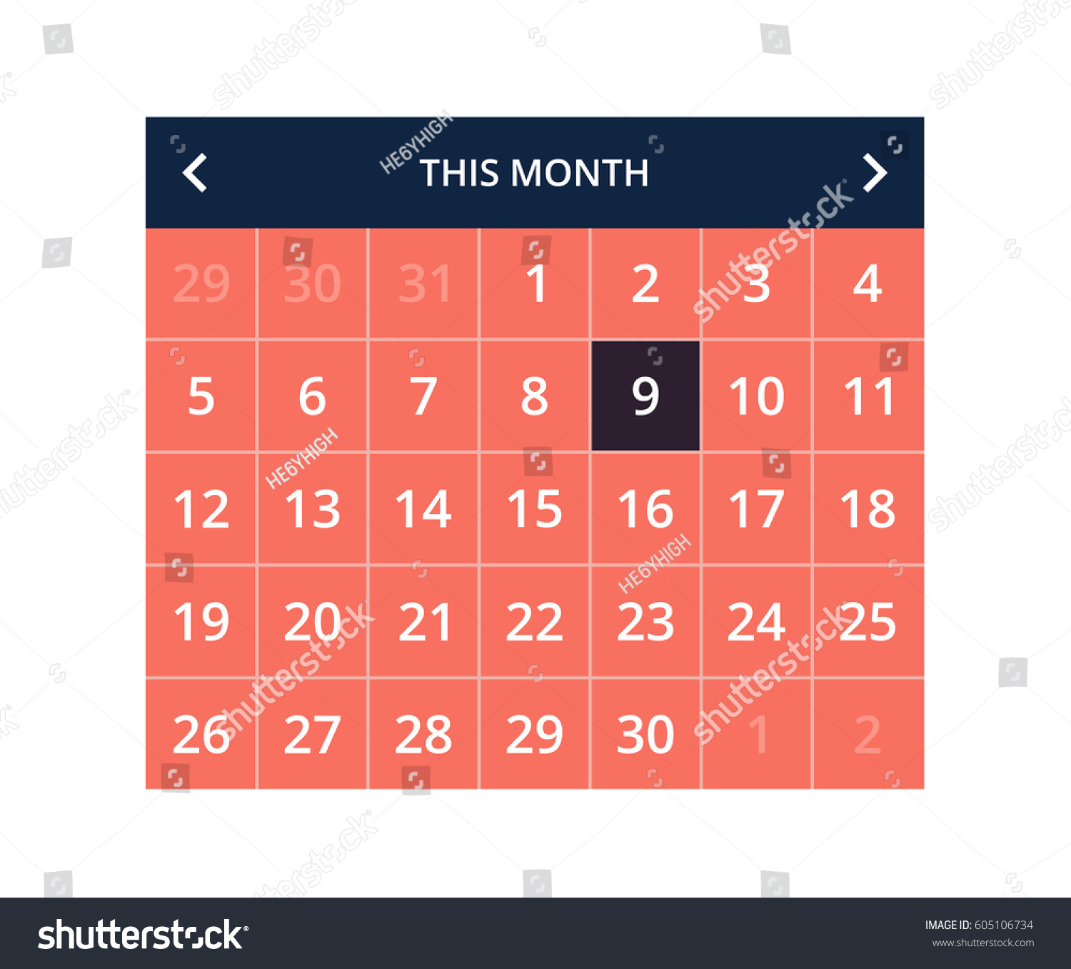 Calendar Ui Kit Flat Minimal Vector Stock Vector (Royalty Free ...