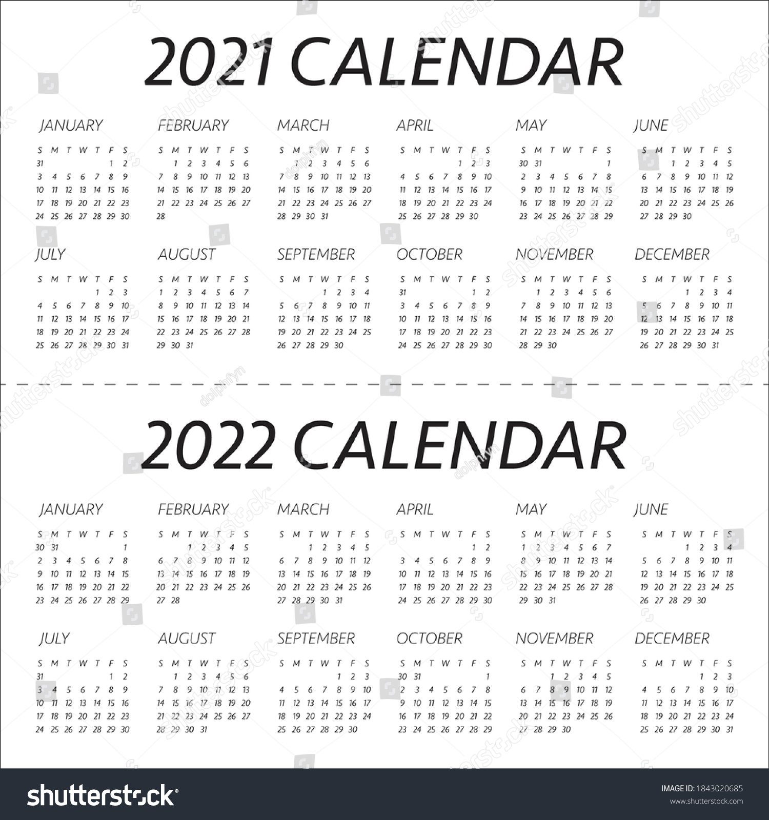 Calendario 2021 2022 plantilla de diseño: vector de stock (libre de ...