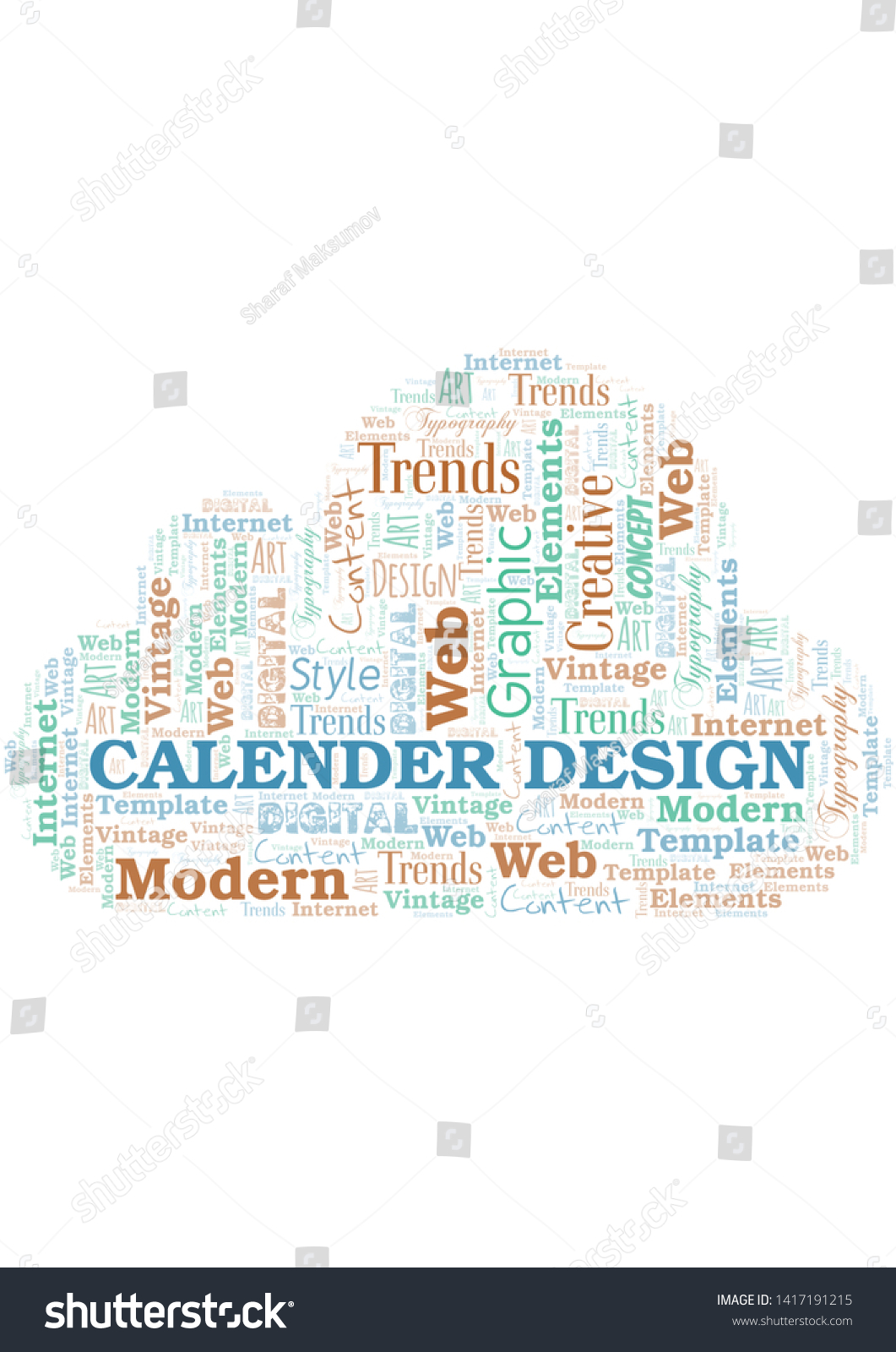 Calender Design Word Cloud Wordcloud Made Stock Vector (Royalty Free ...