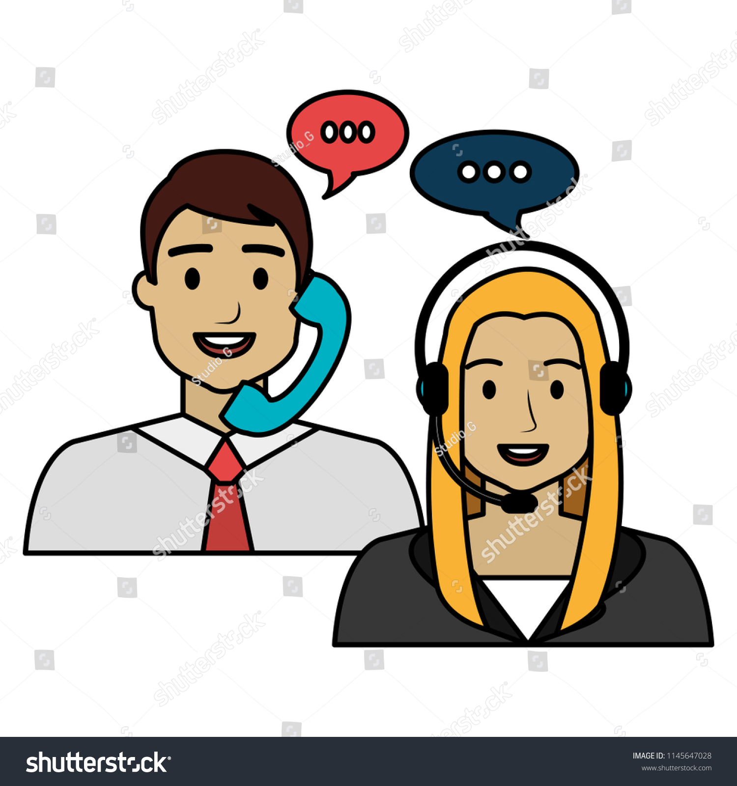 Call Center Agents Avatars Characters Stock Vector (Royalty Free ...