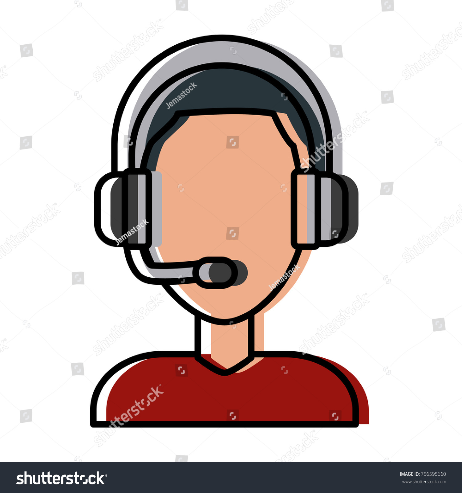 Call Center Man Avatar Stock Vector (Royalty Free) 756595660