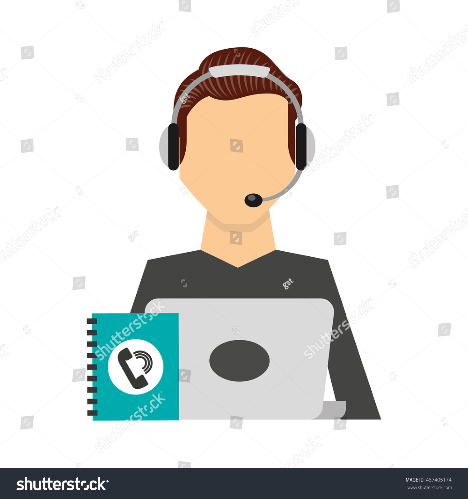 Call Center Operator Avatar Vector Illustration Stock Vector (Royalty ...