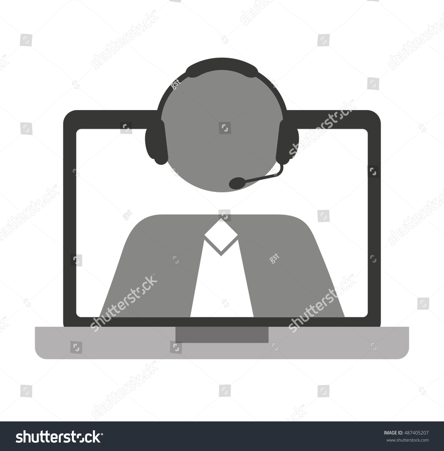 Call Center Operator Avatar Vector Illustration Stock Vector (Royalty ...