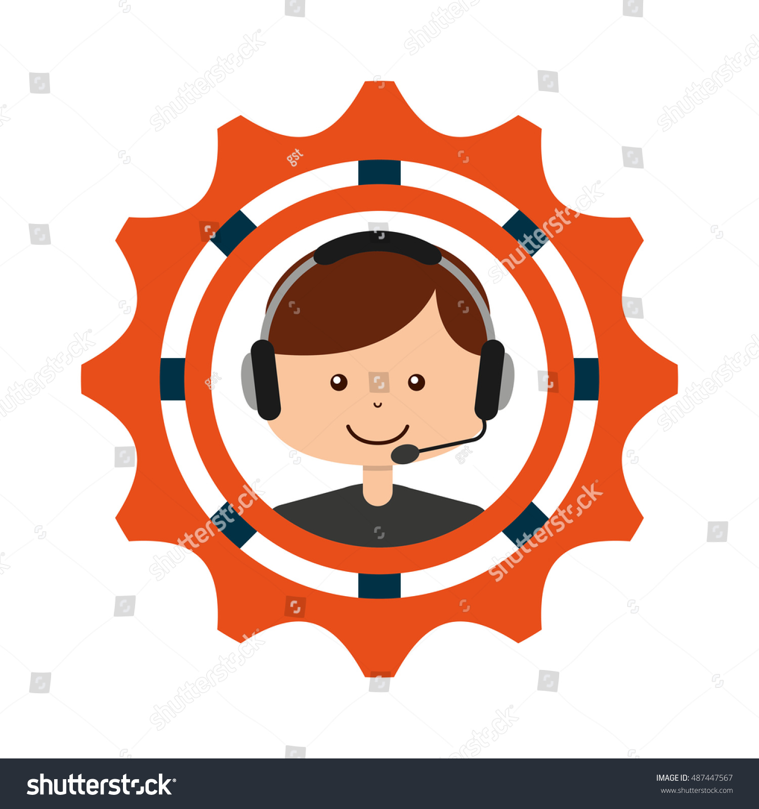 Call Center Operator Avatar Vector Illustration Stock Vector (Royalty ...