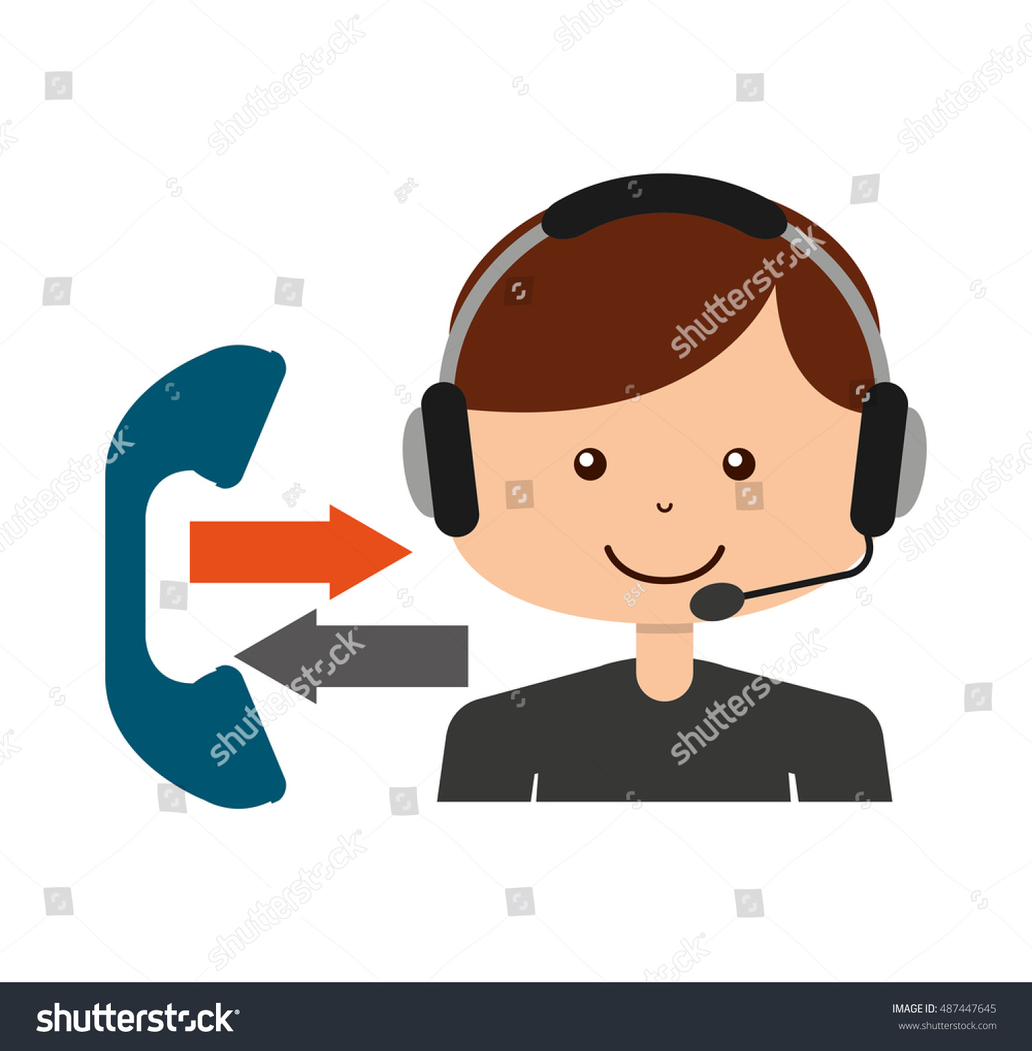 Call Center Operator Avatar Vector Illustration Stock Vector (Royalty ...