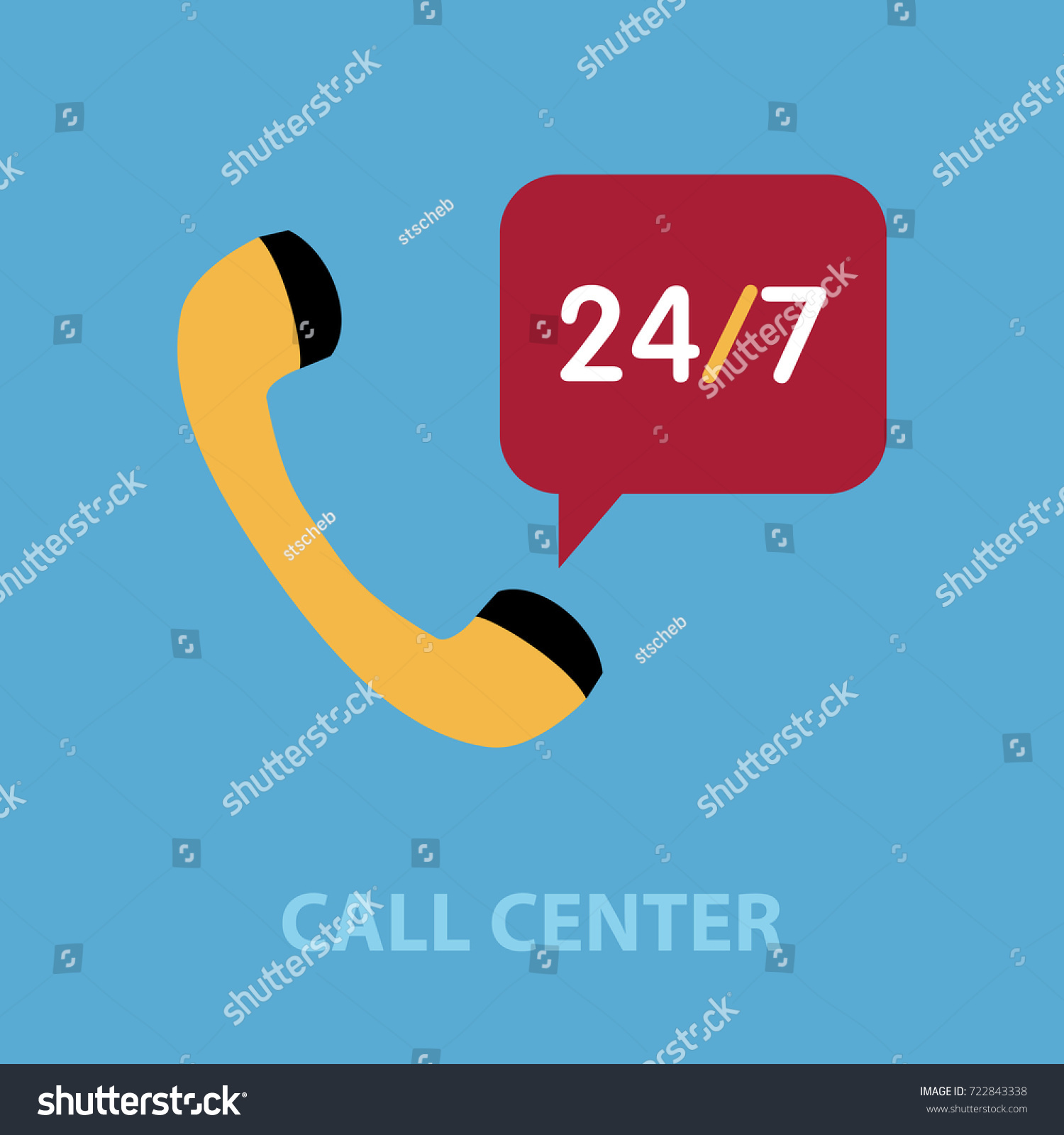 Call Center 247 Support Flat Concept Stock Vector (Royalty Free ...