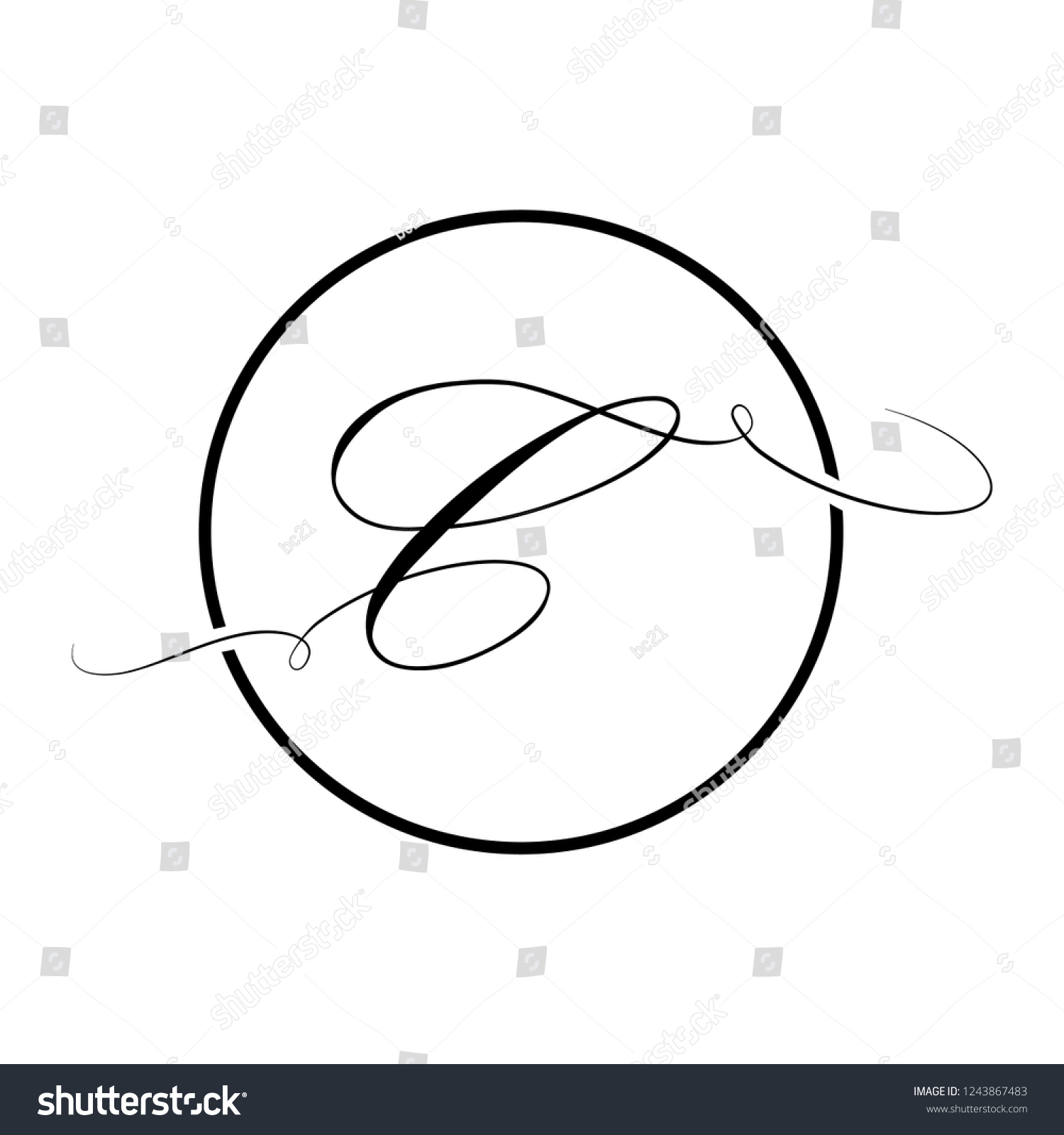 Calligraphic Black Script Letter C Stock Vector (Royalty Free ...