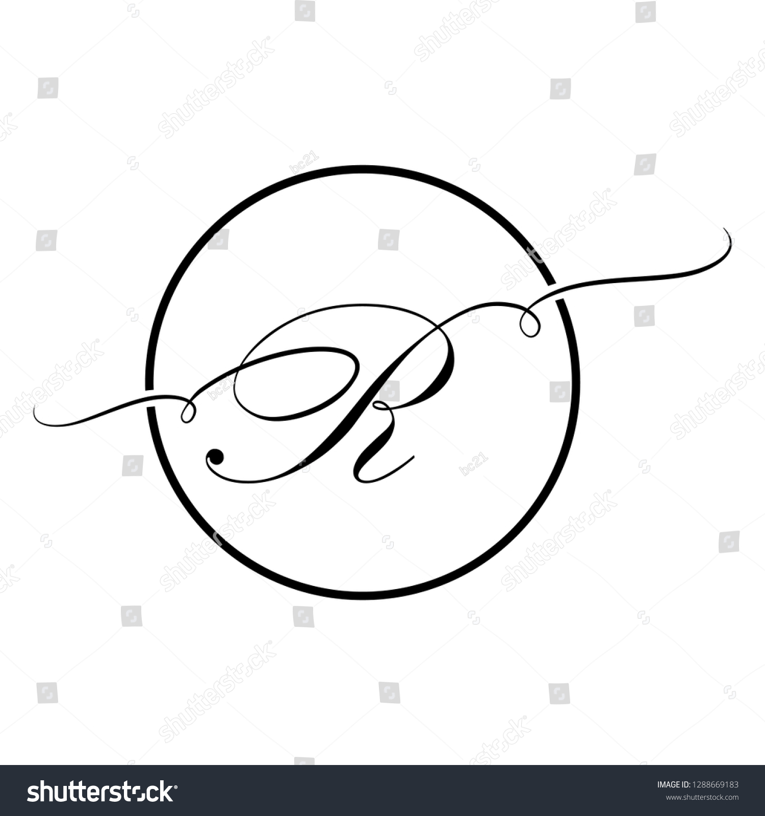 Calligraphic Black Script Letter R Stock Vector (Royalty Free ...