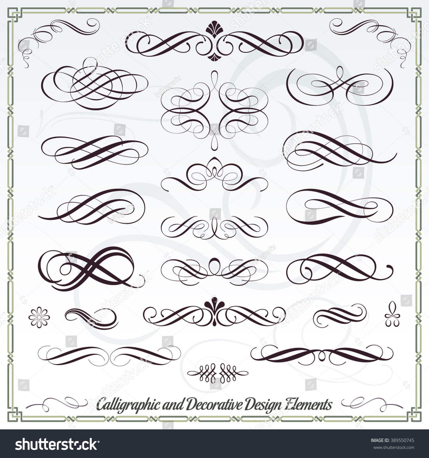 Calligraphic Decorative Elements Design Documents Presentation Stock ...