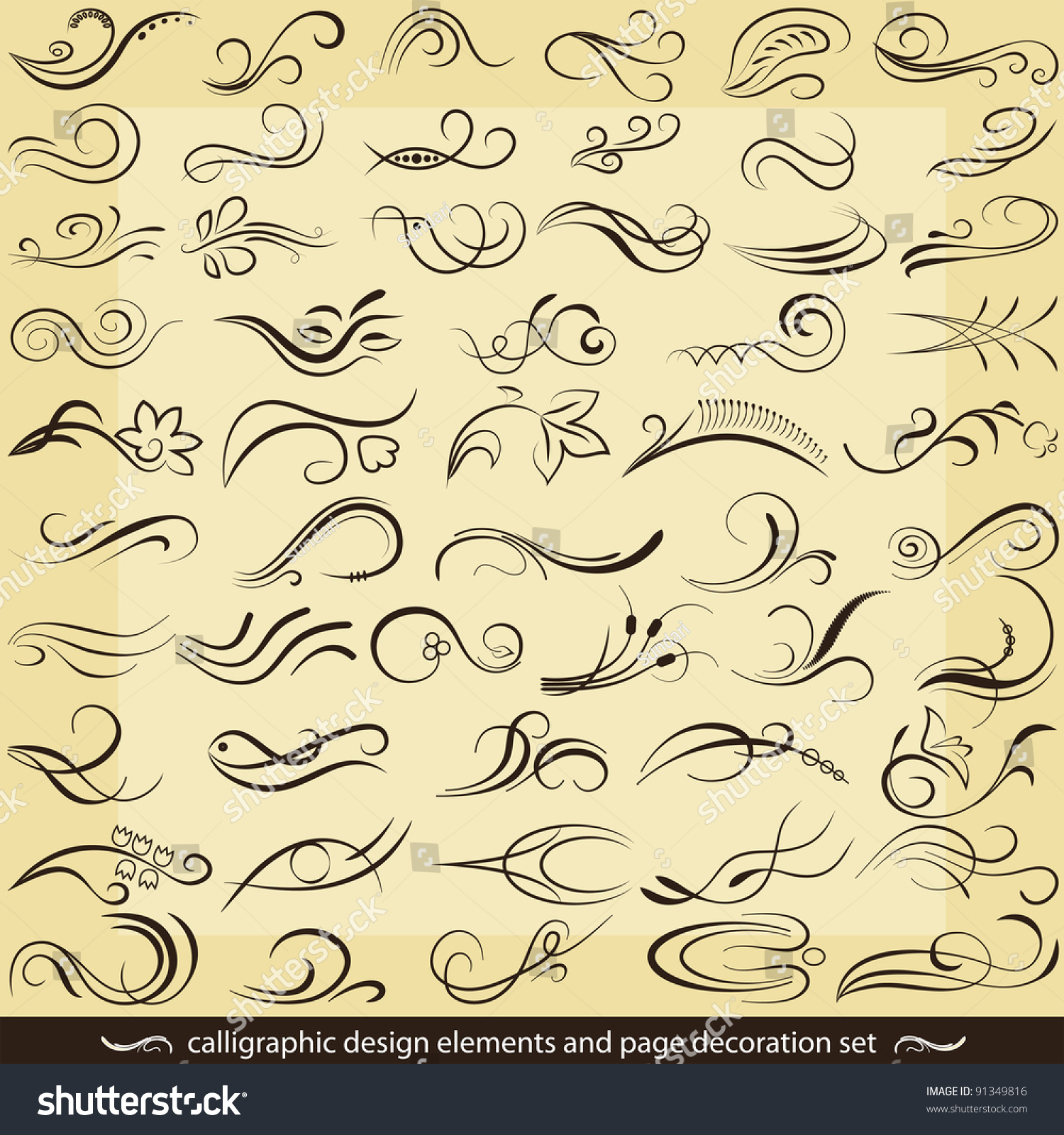 Calligraphic Design Elements And Page Decoration Set Stock Vector ...
