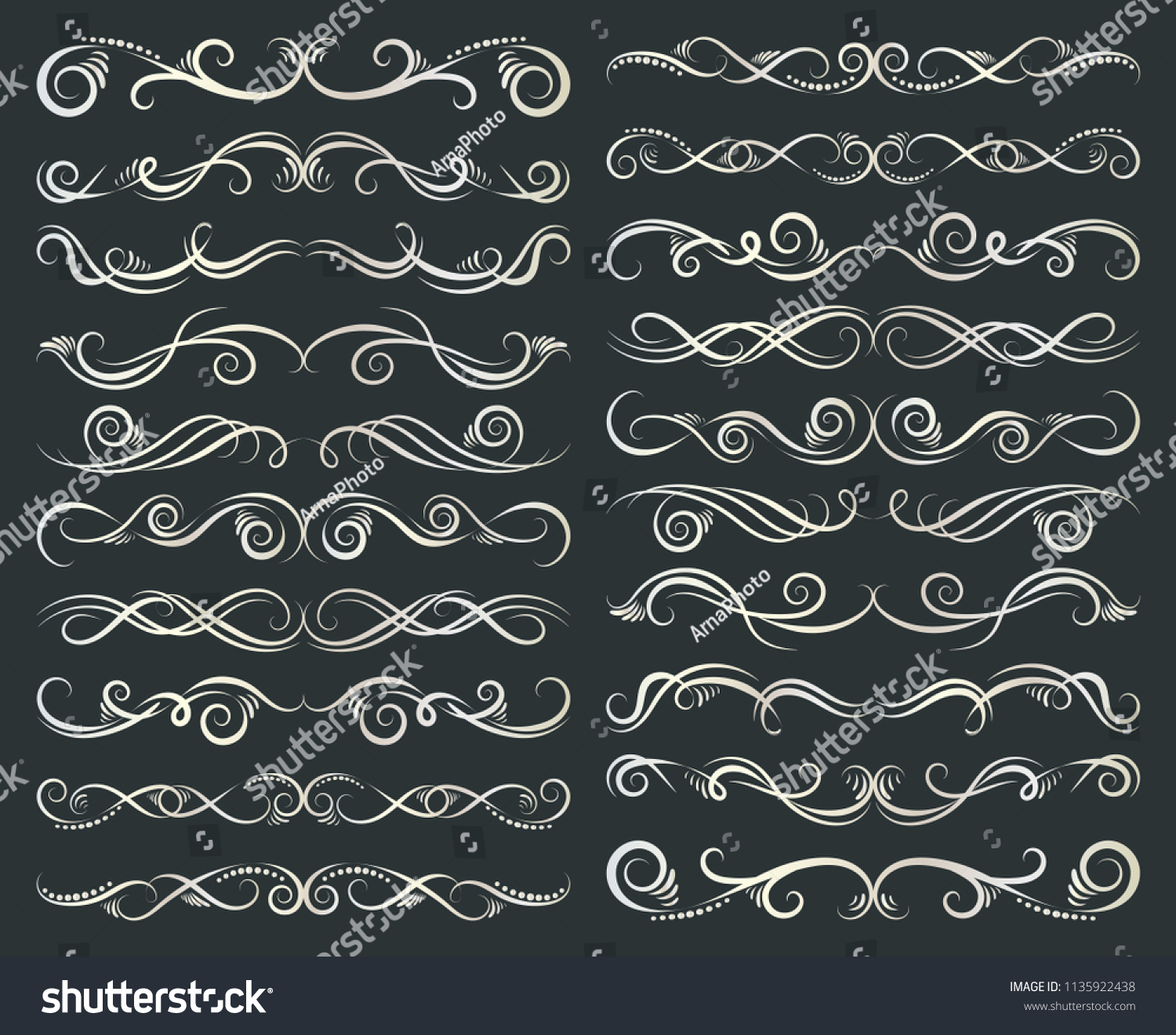 Calligraphic Design Elements Swirls Vector Illustration Stock Vector ...