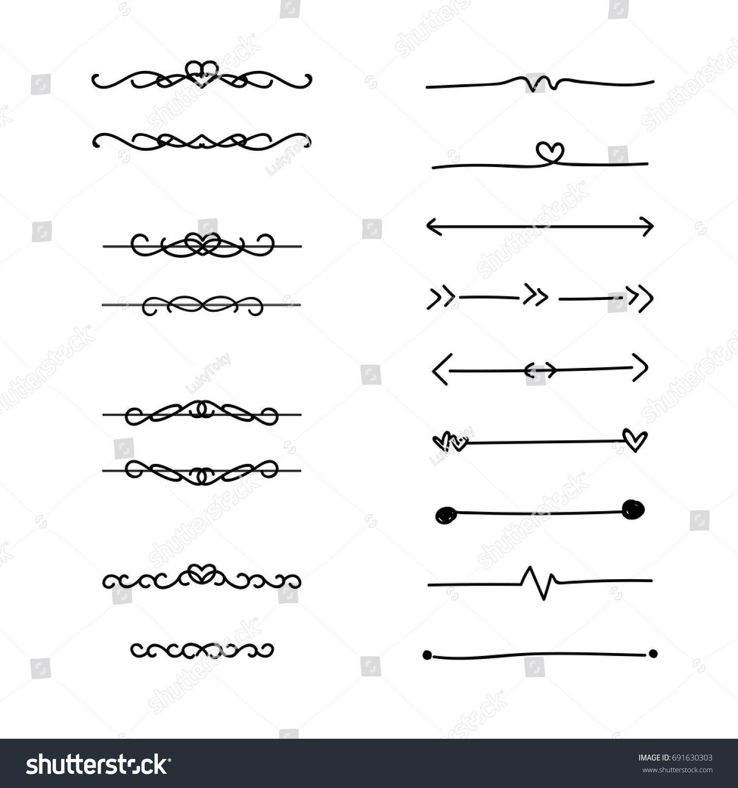 Calligraphic Doodle Border Frame Divider Element Stock Vector (Royalty ...