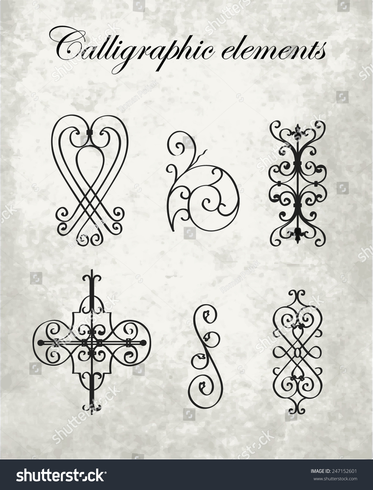 Calligraphic Elements Wrought Iron Vector Illustration: vetor stock ...