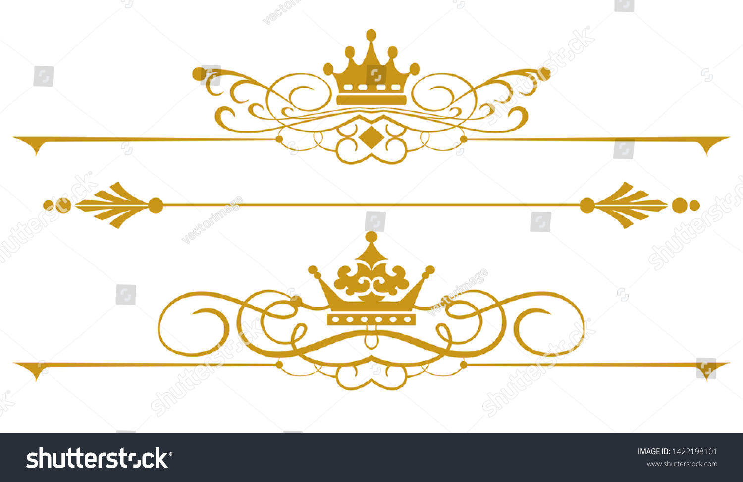 Calligraphic Golden Design Elements Borders Scroll Stock Vector ...