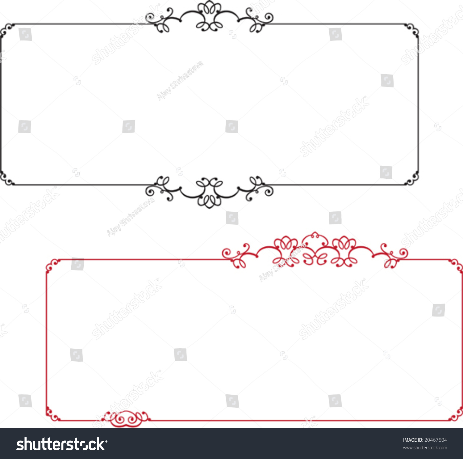 Calligraphic Horizontal Artistic Border Frame Designs: vetor stock ...