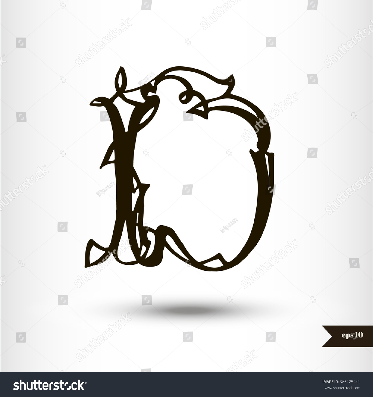 Calligraphic Letter D Stock Vector (Royalty Free) 365225441