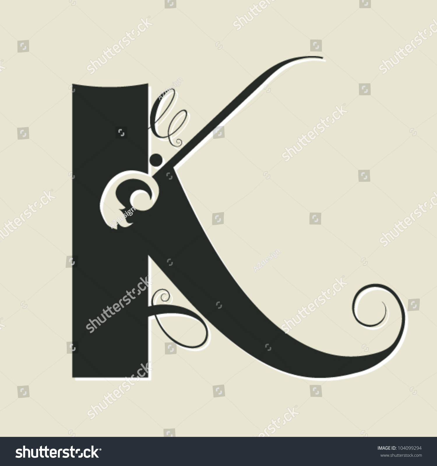 Calligraphic Letter K Stock Vector (Royalty Free) 104099294