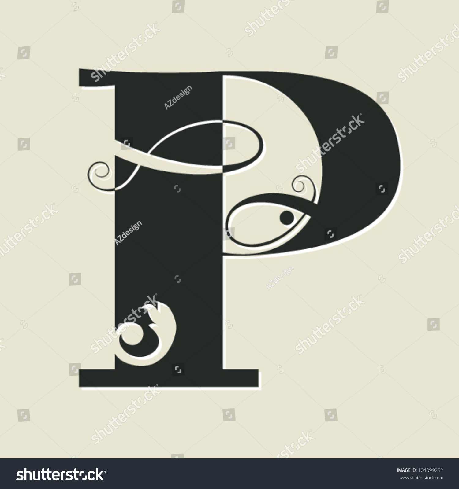 Calligraphic Letter P Stock Vector 104099252 - Shutterstock