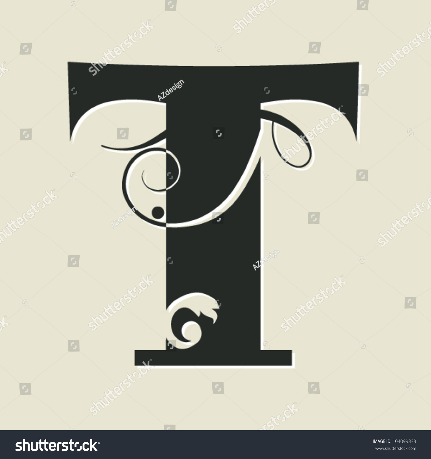 Calligraphic Letter T Stock Vector Illustration 104099333 : Shutterstock