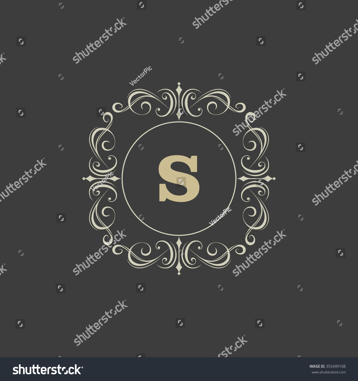 Calligraphic Monogram Emblem Logo Design Vector: vector de stock (libre ...