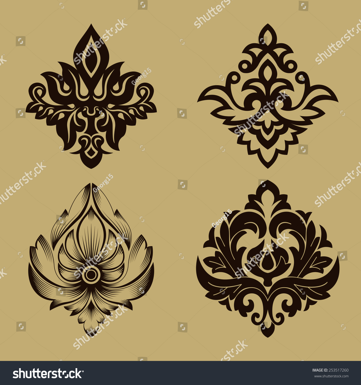 Calligraphic Old Elements Vintage Decor Vector Stock Vector (Royalty ...