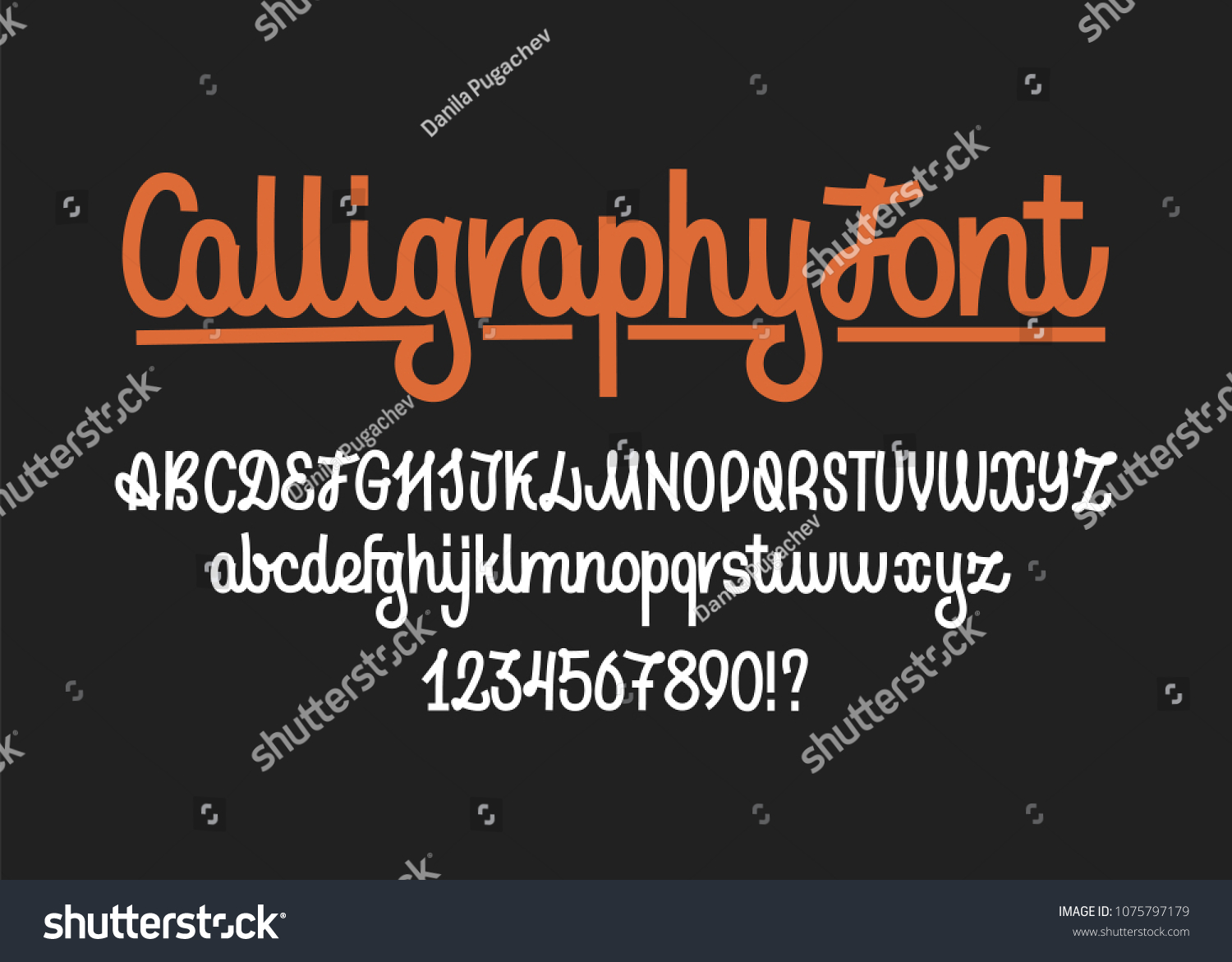 Calligraphic Vector Script Font Handwritten Brush Stock Vector (Royalty ...