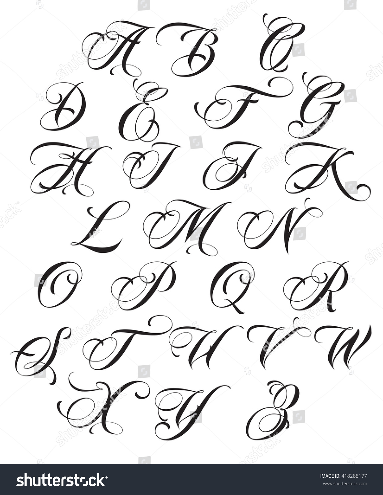 Calligraphy Alphabet Stock Vector (Royalty Free) 418288177 | Shutterstock