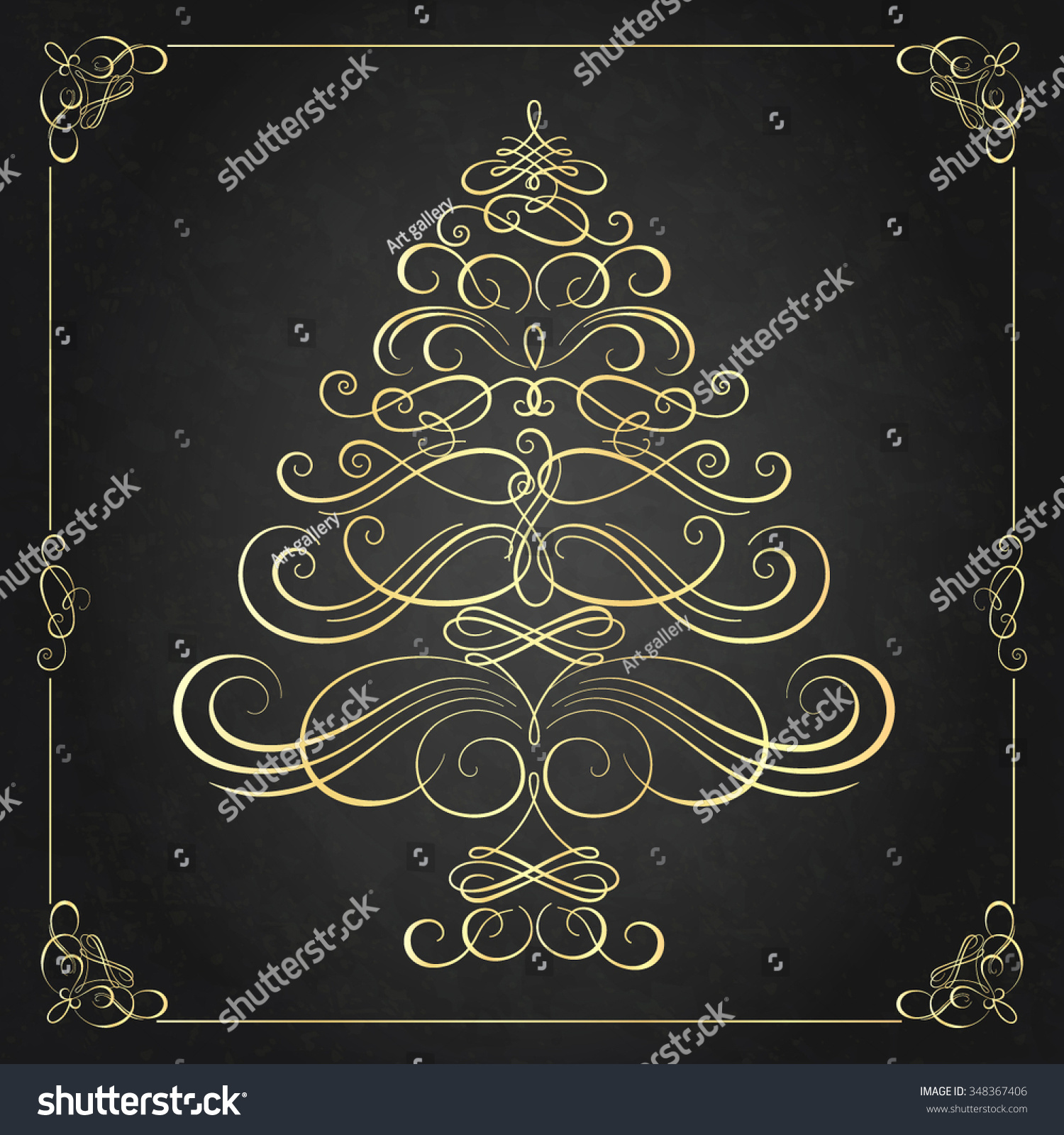 Calligraphy Christmas Tree Vector Illustration: vector de stock (libre ...