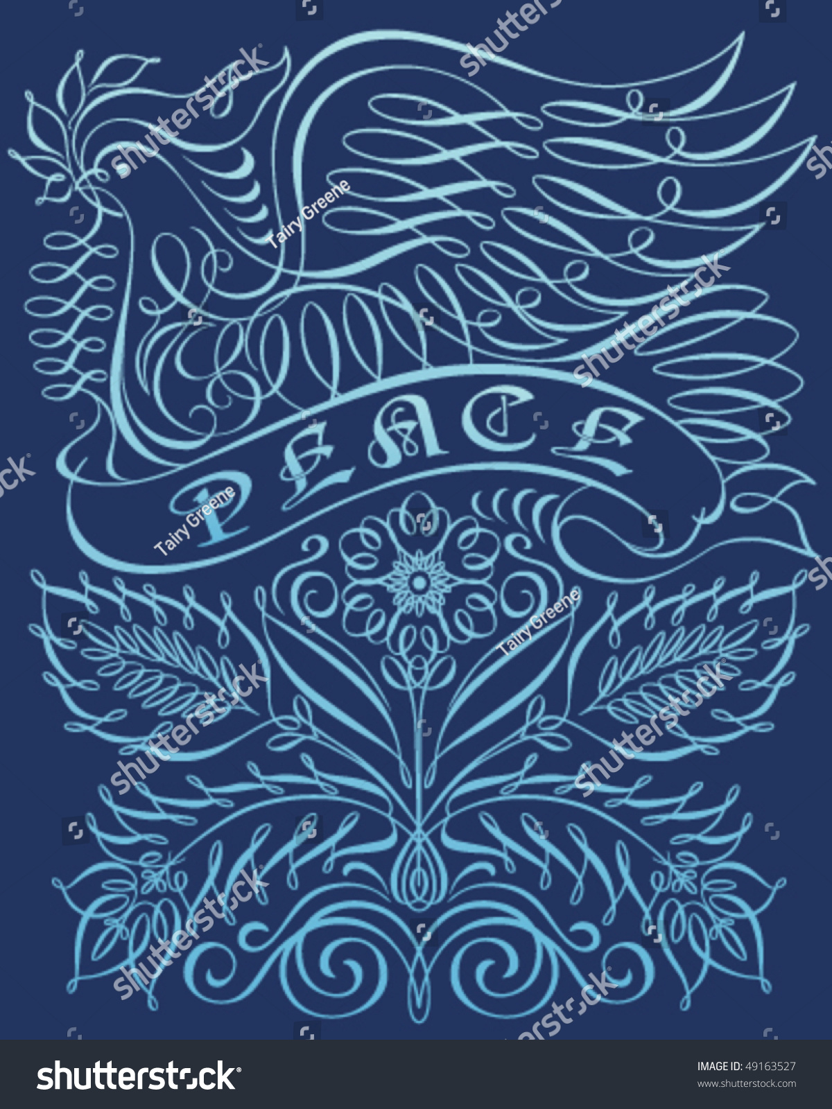 Calligraphy Dove Design Stock Vector Illustration 49163527 : Shutterstock