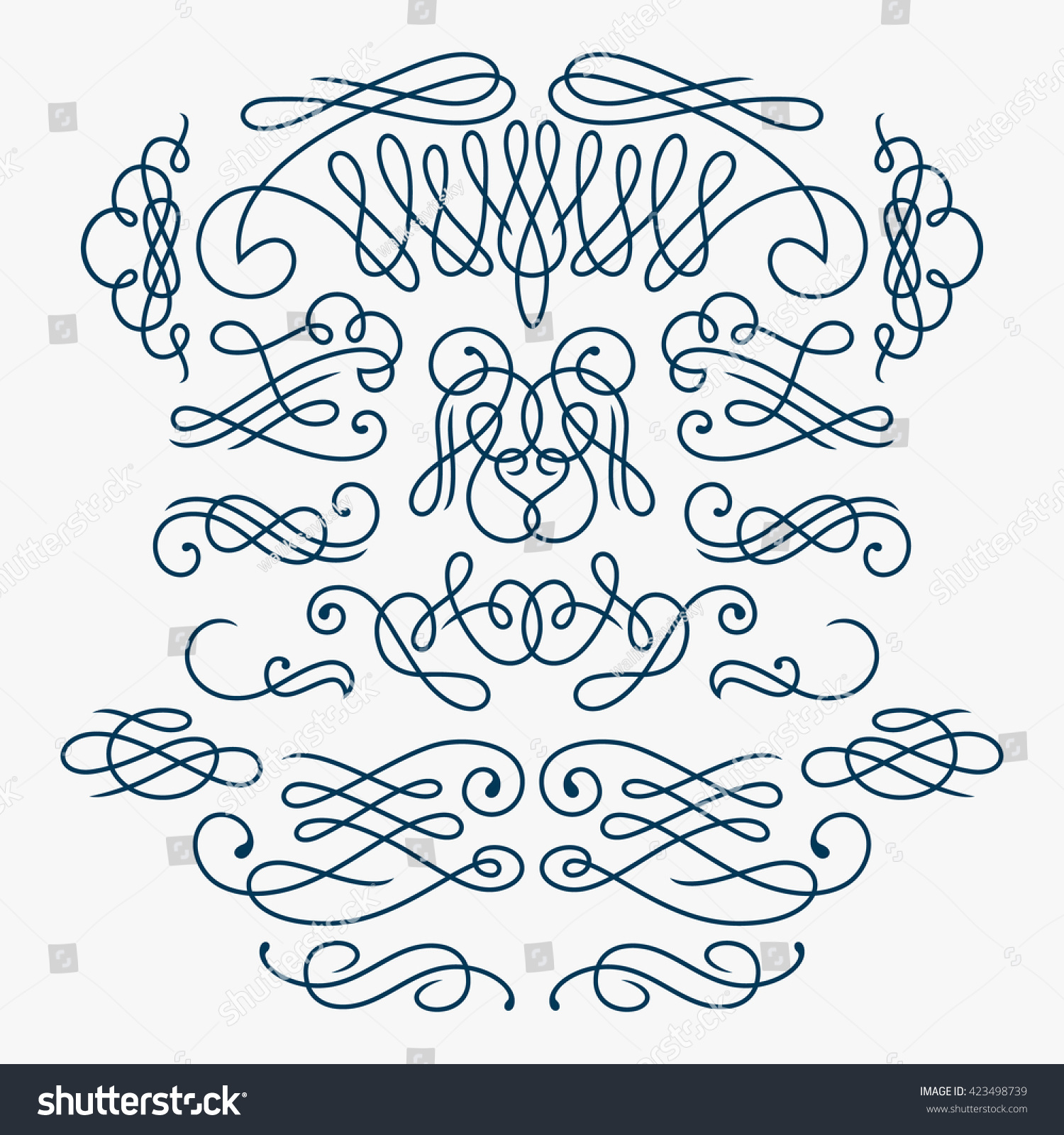 Calligraphy Flourishes Vector Stock Vector (Royalty Free) 423498739 ...