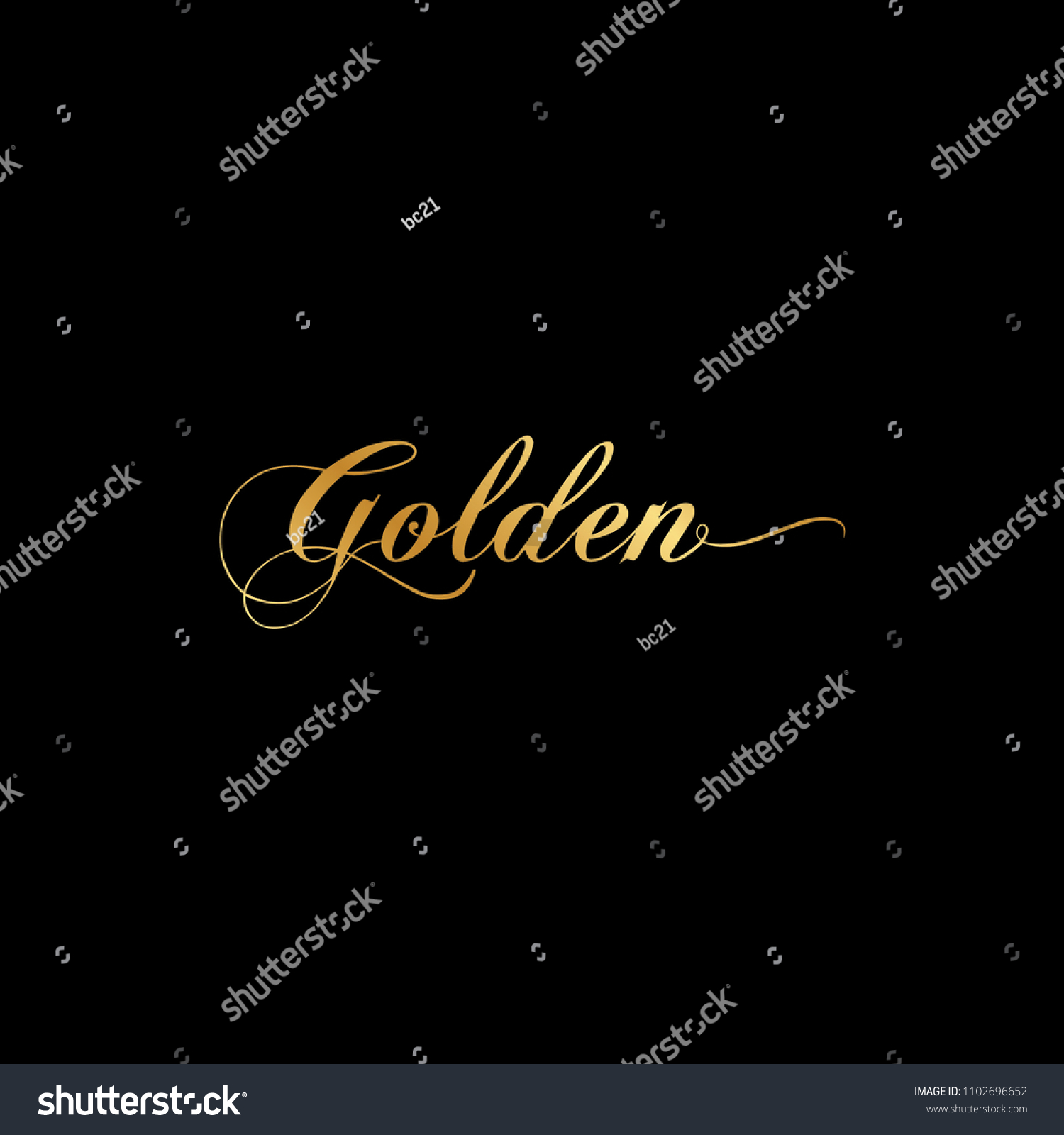 Calligraphy Gold Script Word Golden Stock Vector (Royalty Free) 1102696652