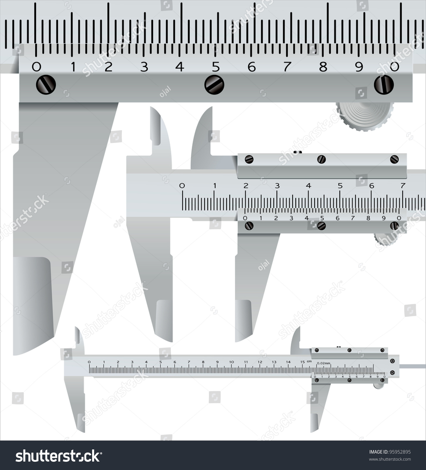 Calliper Square Realistic Measuring Object Vector Stock Vector (Royalty ...