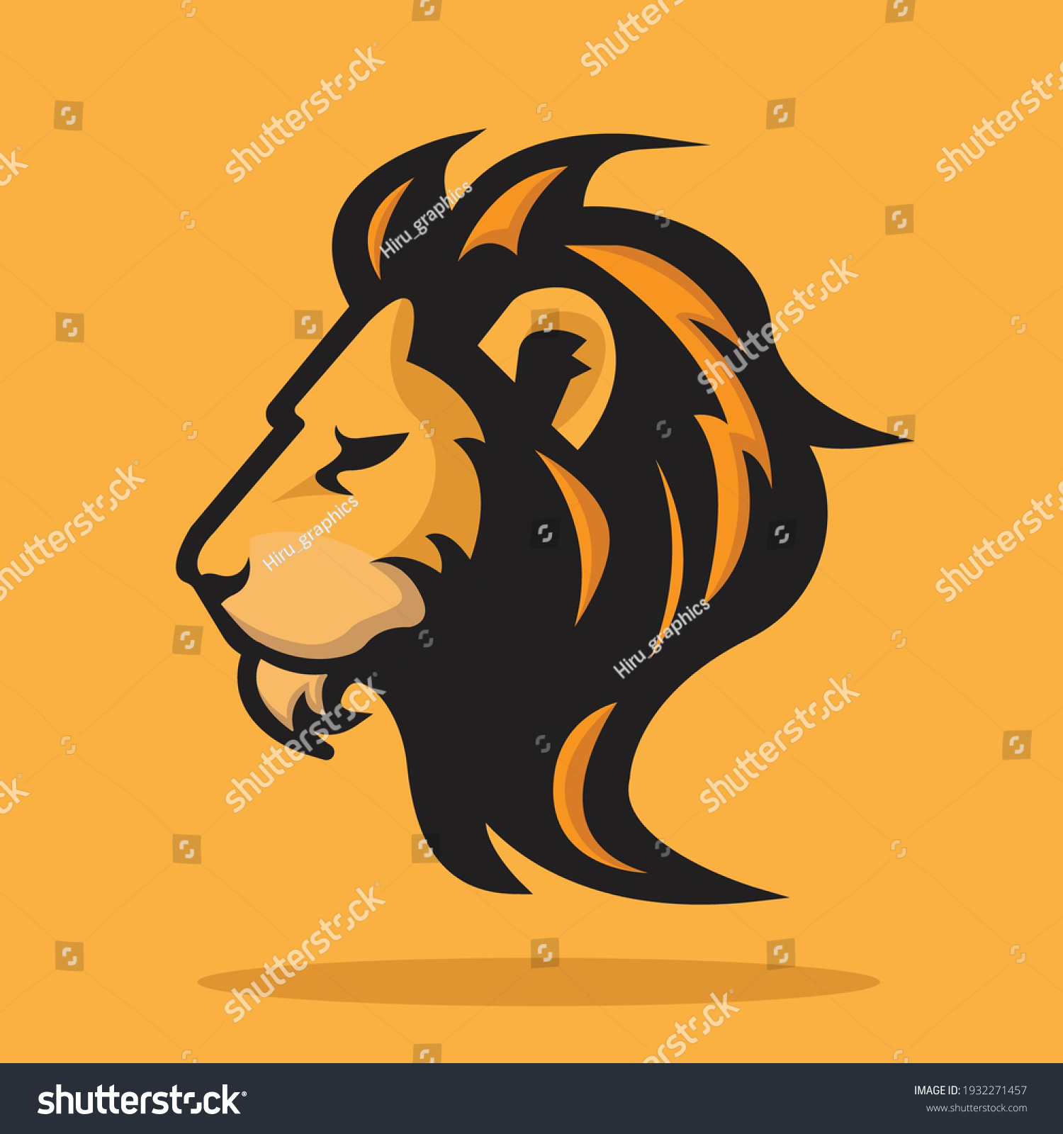 Calm Lion Head Mascot Logo Stock Vector (Royalty Free) 1932271457