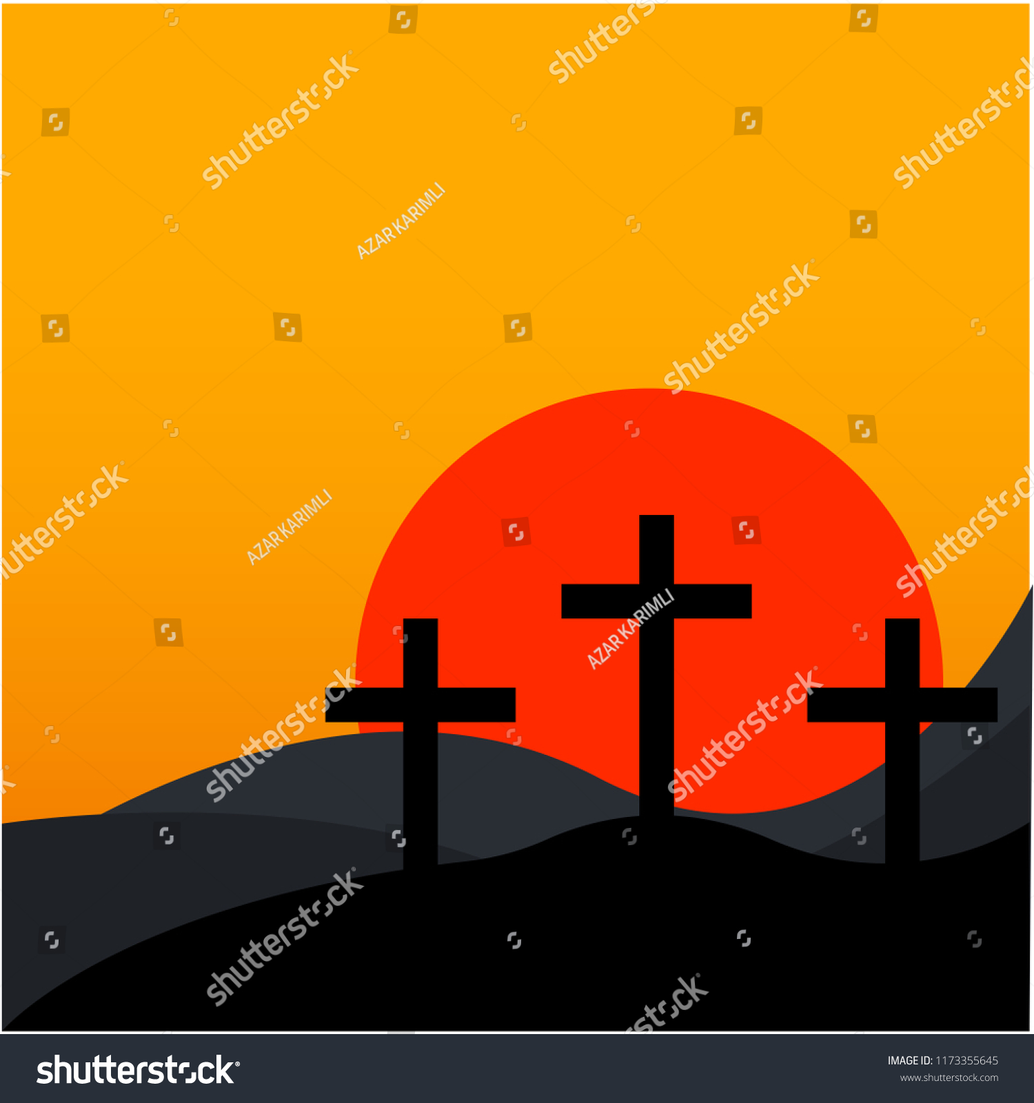 Calvary Landscape Vector Stock Vector (Royalty Free) 1173355645