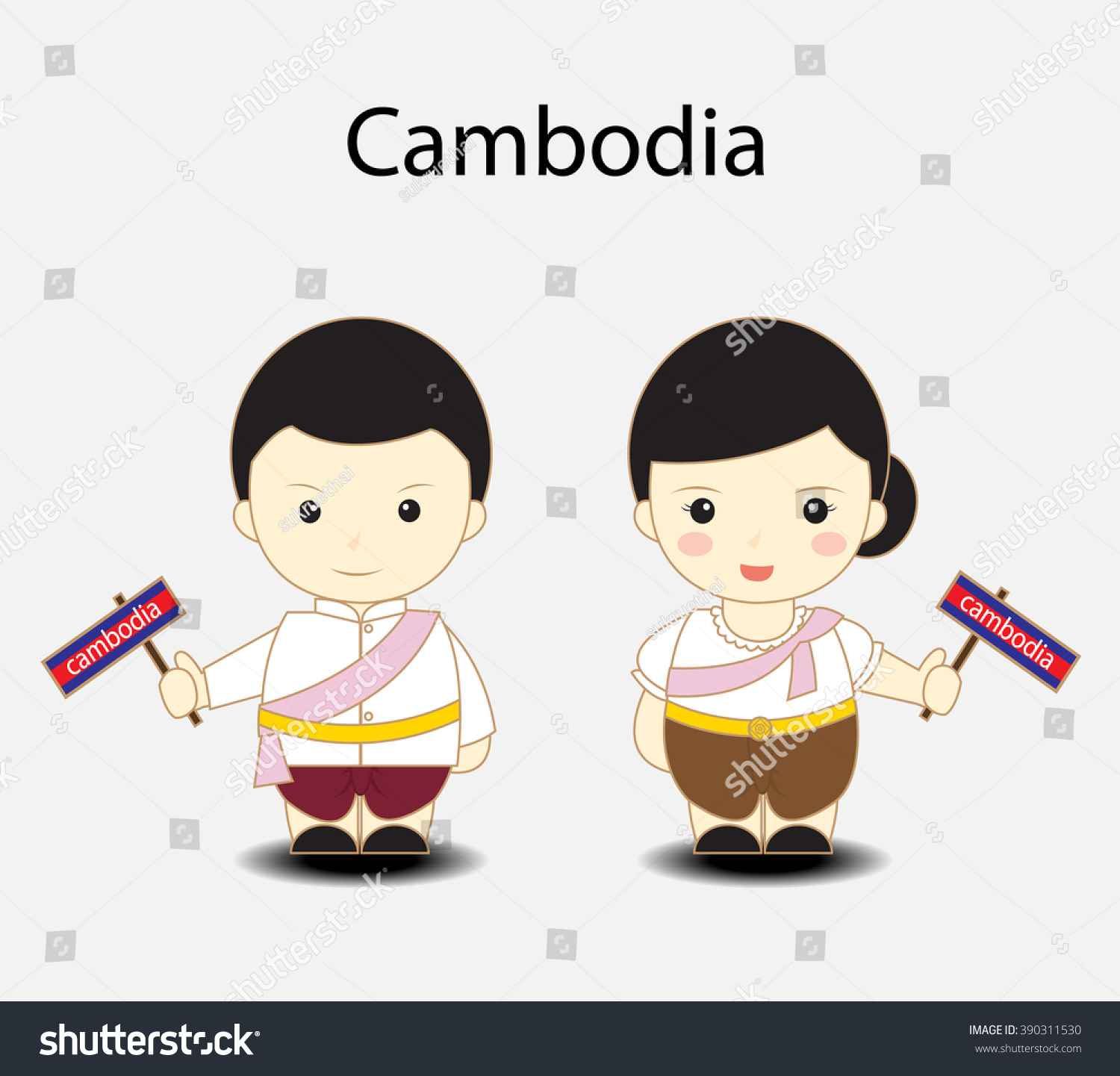 Cambodia Cartoon Vector: เวกเตอร์สต็อก (ปลอดค่าลิขสิทธิ์) 390311530 ...