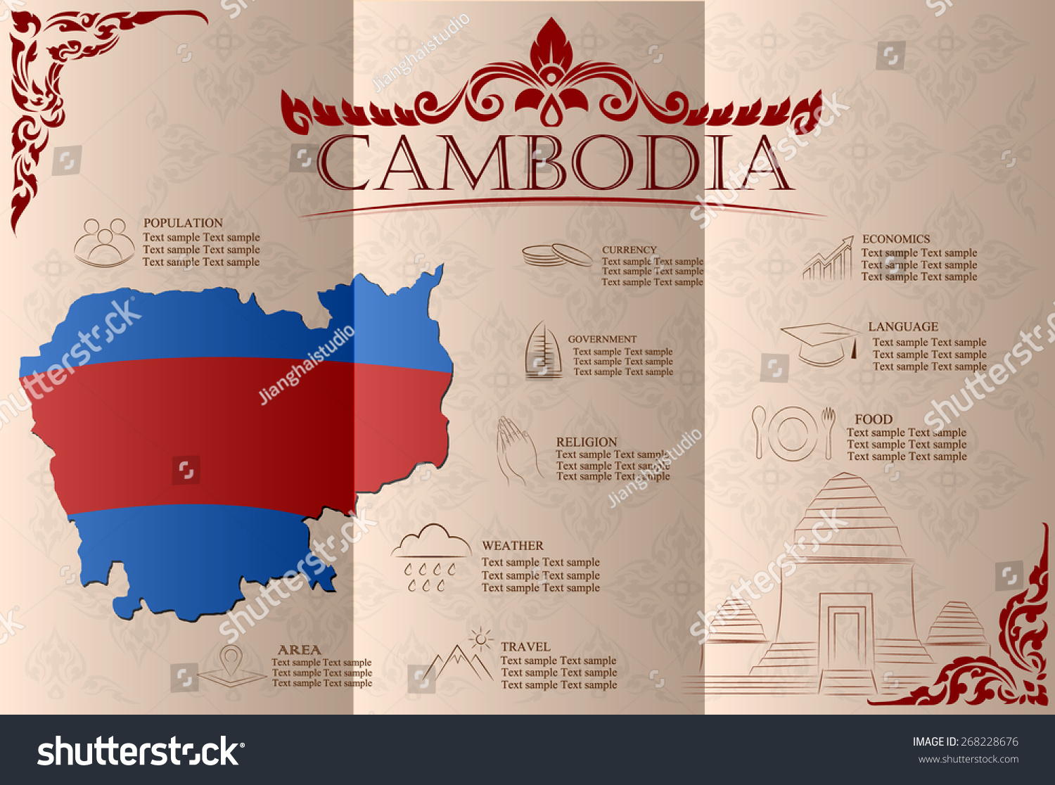 Cambodia Infographics Statistical Data Sights Vector Stock Vector ...