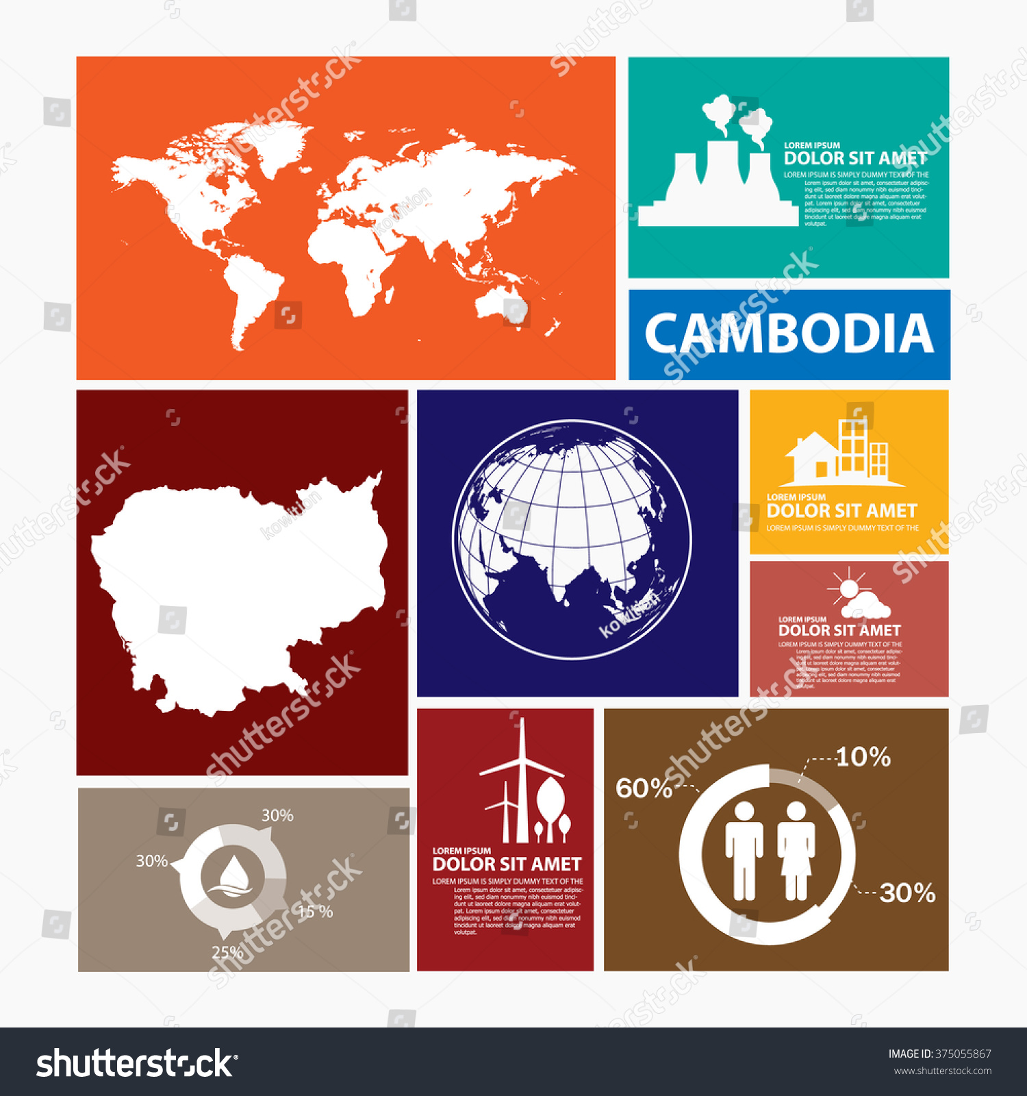 Cambodia Map Infographic Stock Vector (Royalty Free) 375055867