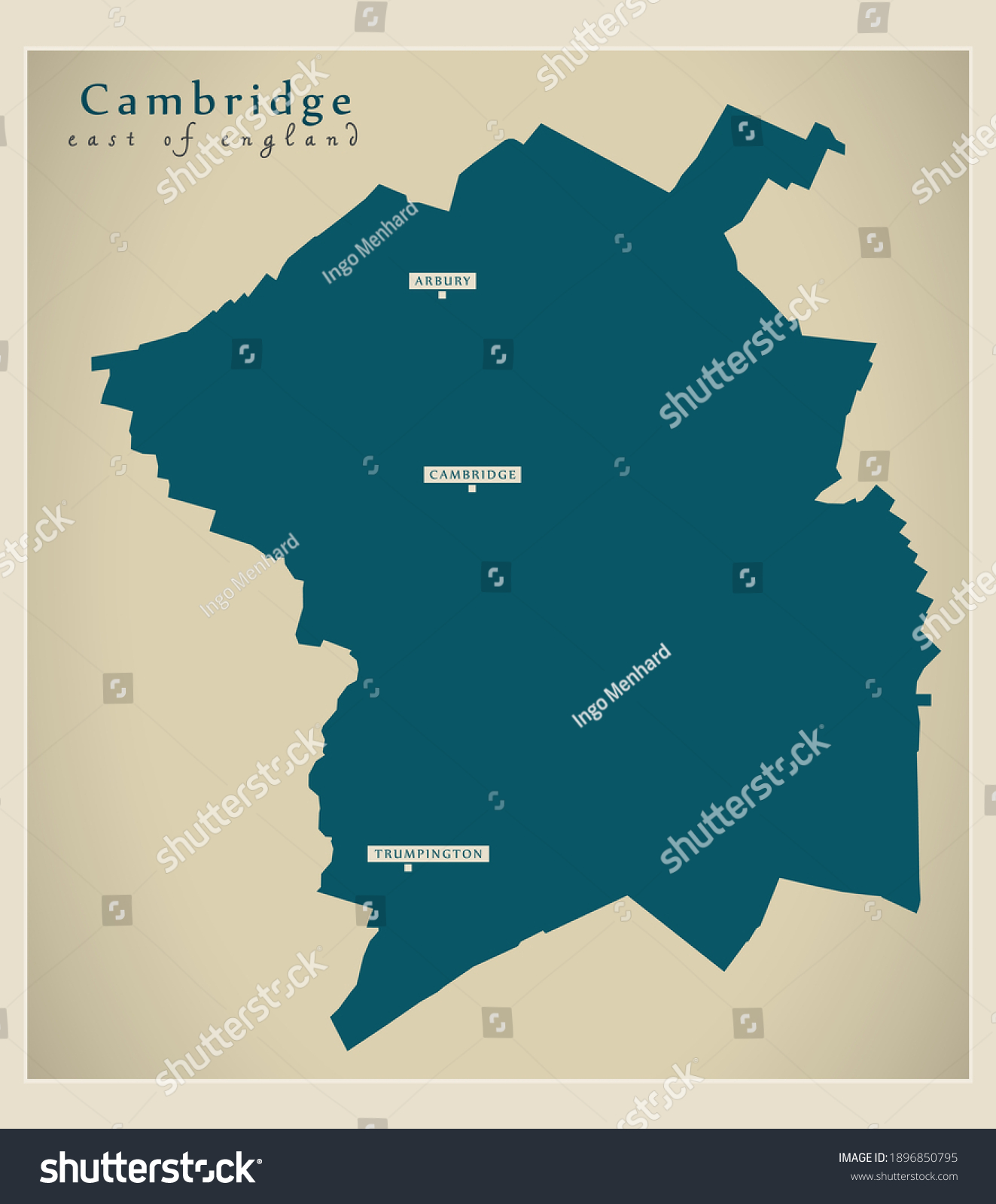 Cambridge District Map England Uk: เวกเตอร์สต็อก (ปลอดค่าลิขสิทธิ์ ...