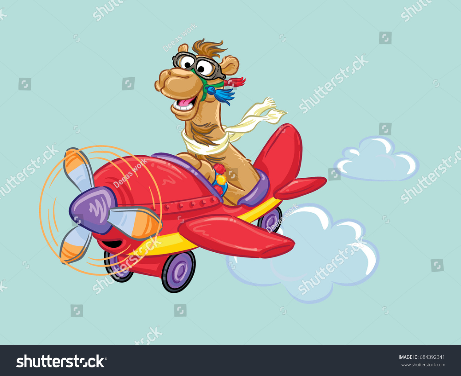 Camel Flying Plane Stock Vector (Royalty Free) 684392341