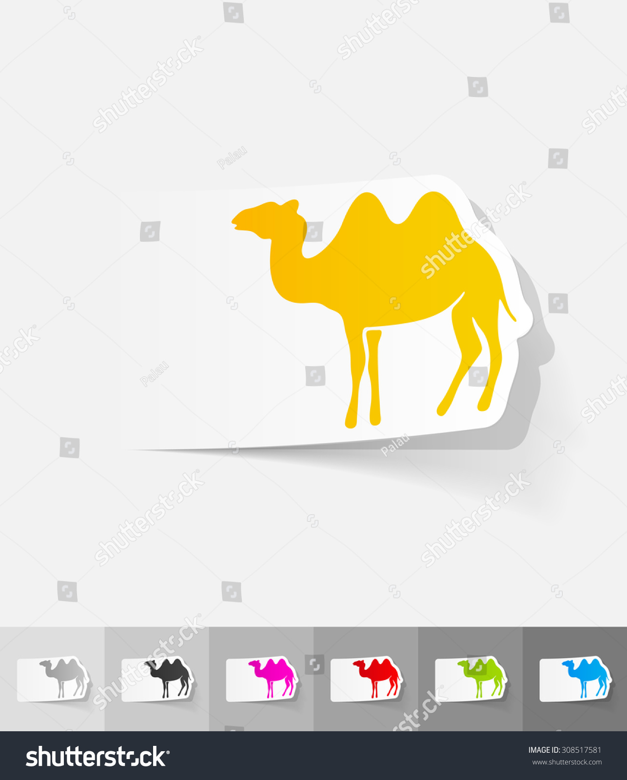 Camel Paper Sticker Shadow Vector Illustration Stock Vector (Royalty ...