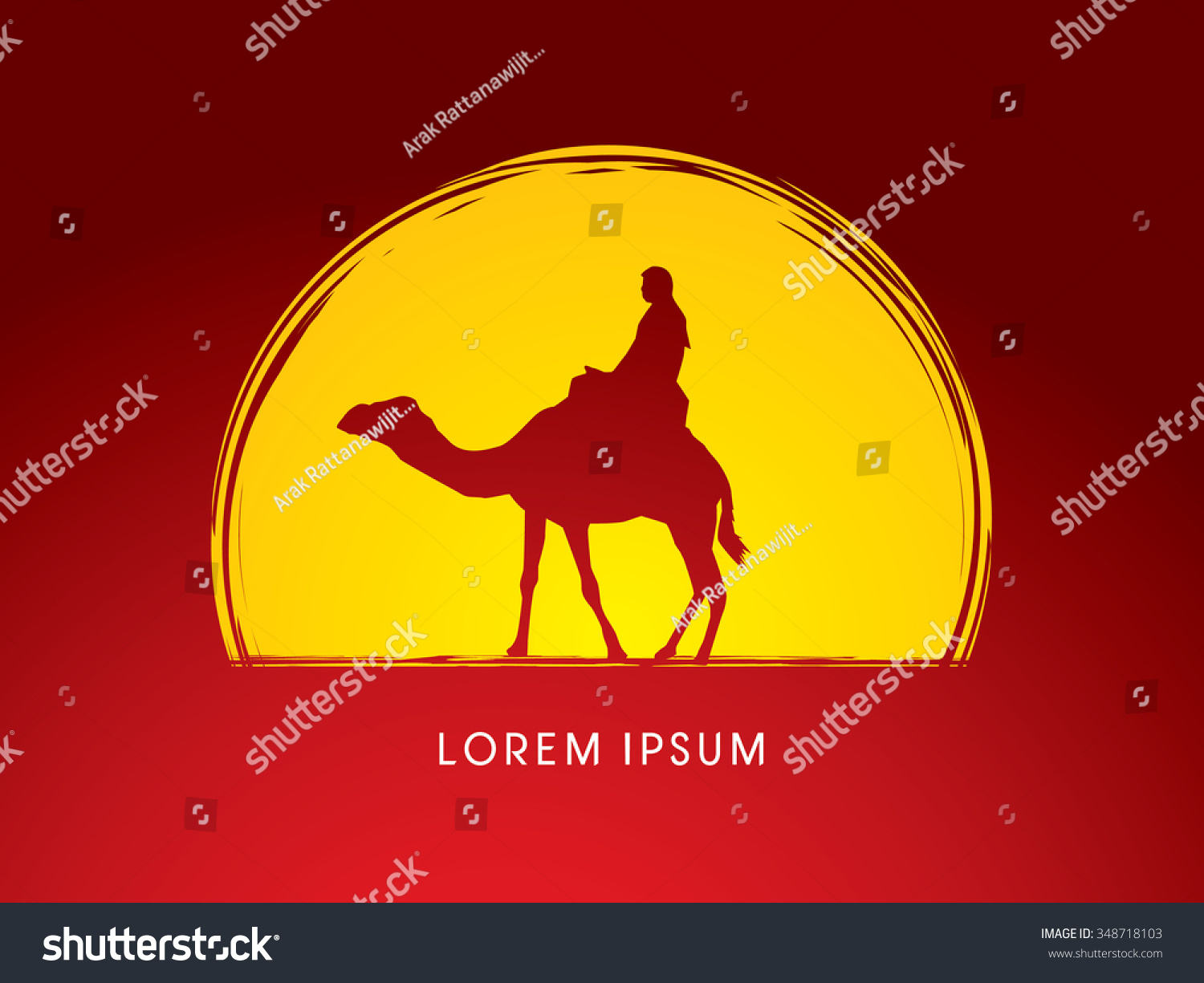 Camel Riding Designed On Moonlight Background Stock Vector (Royalty ...