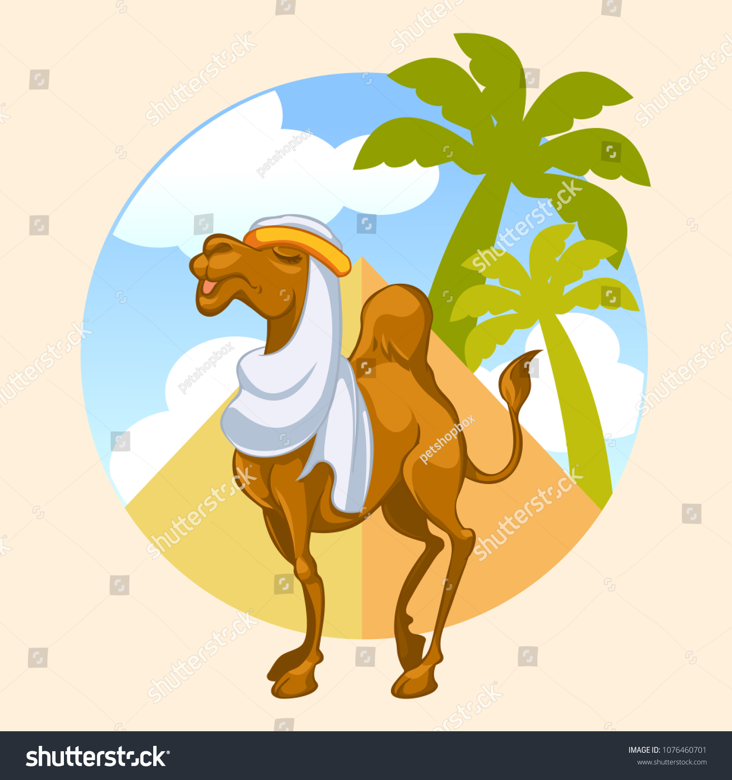 Camel Pyramid Background Stock Vector (Royalty Free) 1076460701 ...