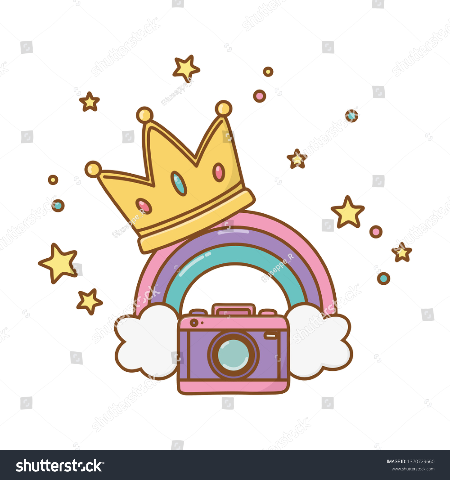 Camera Crown Rainbow Stock Vector (Royalty Free) 1370729660 | Shutterstock