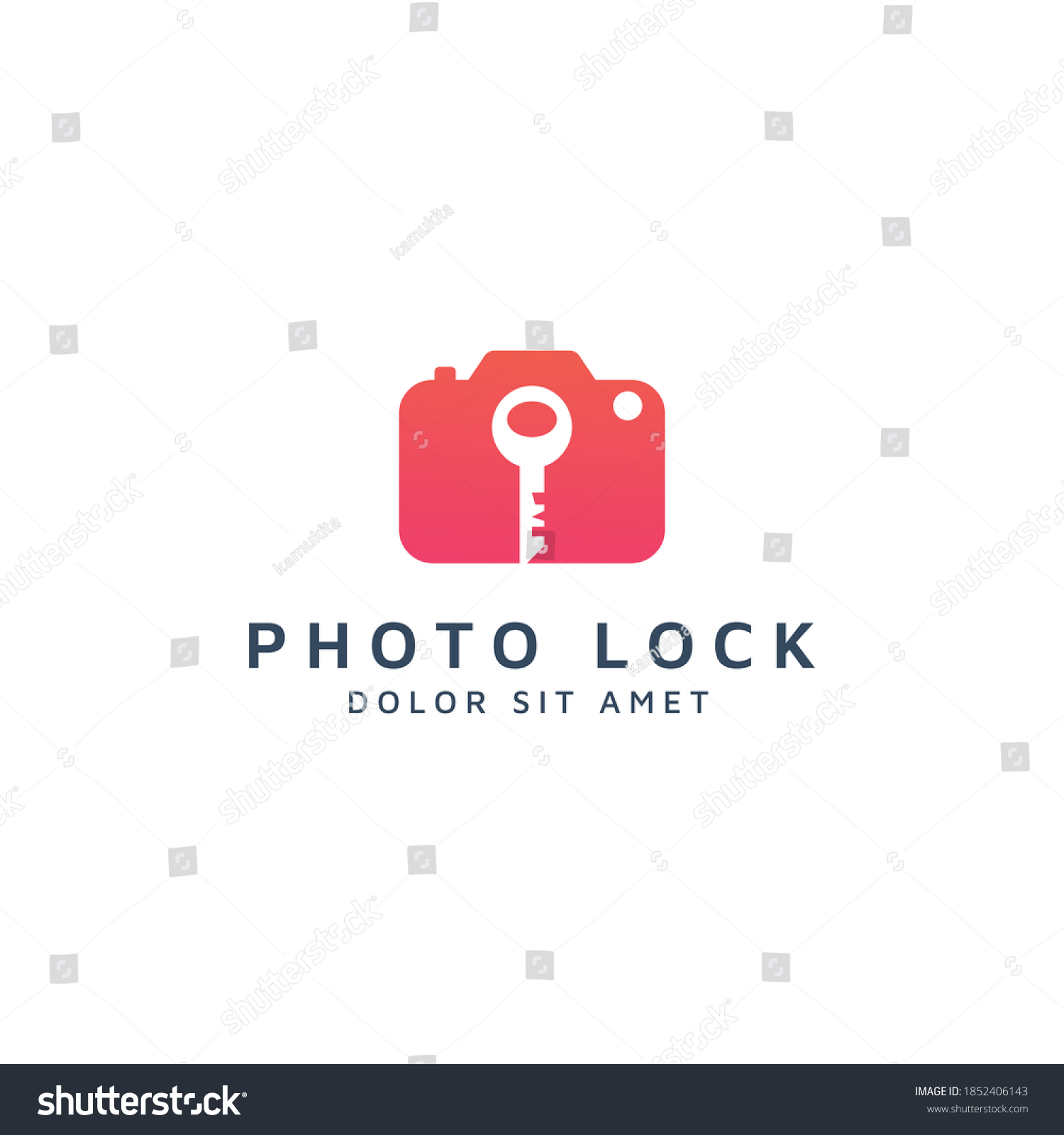 Camera Lock Negative Space Logo Design Stock Vector (Royalty Free ...