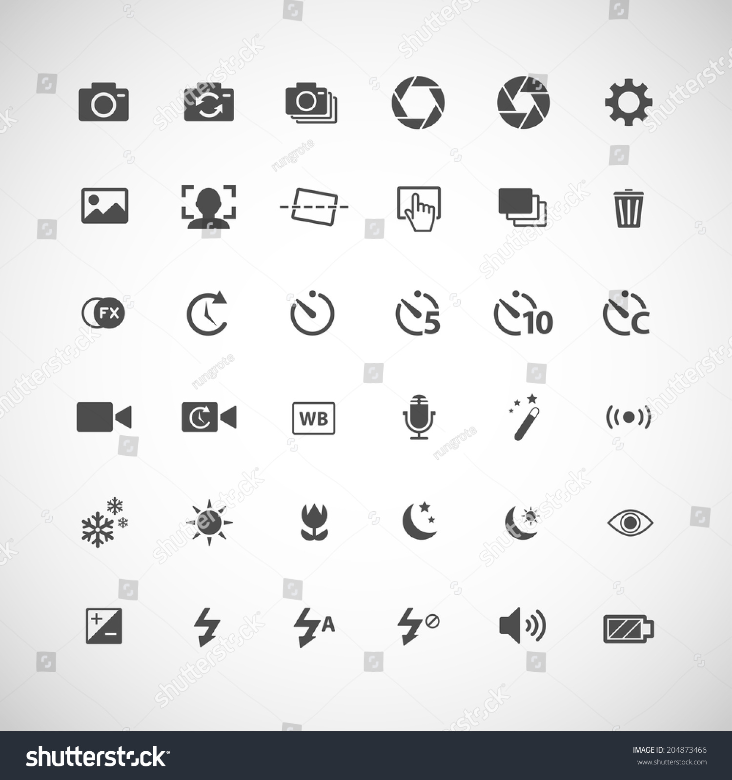 Camera Icon Set Each Icon Single Stock Vector (Royalty Free) 204873466