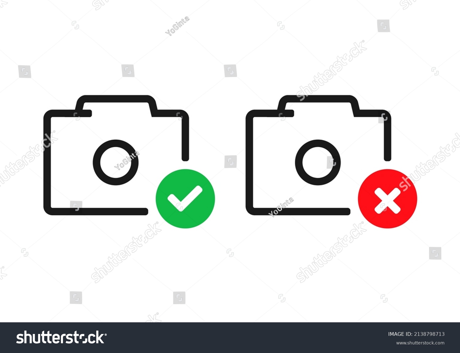 Camera Icon Checkmark Cross Mark Vector Stock Vector (Royalty Free ...