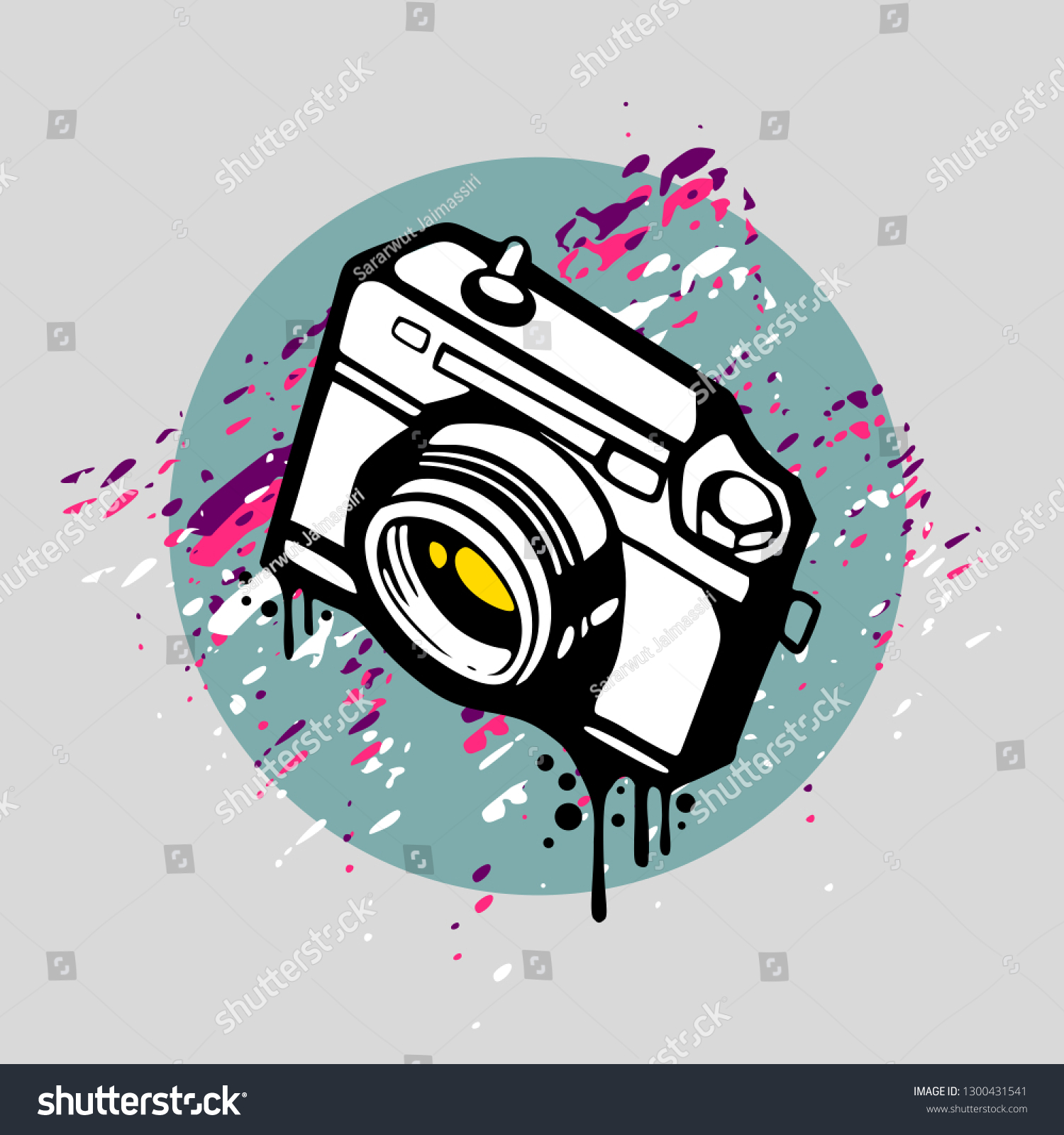 Camera Graffiti Style Vector Illustration: vector de stock (libre de ...