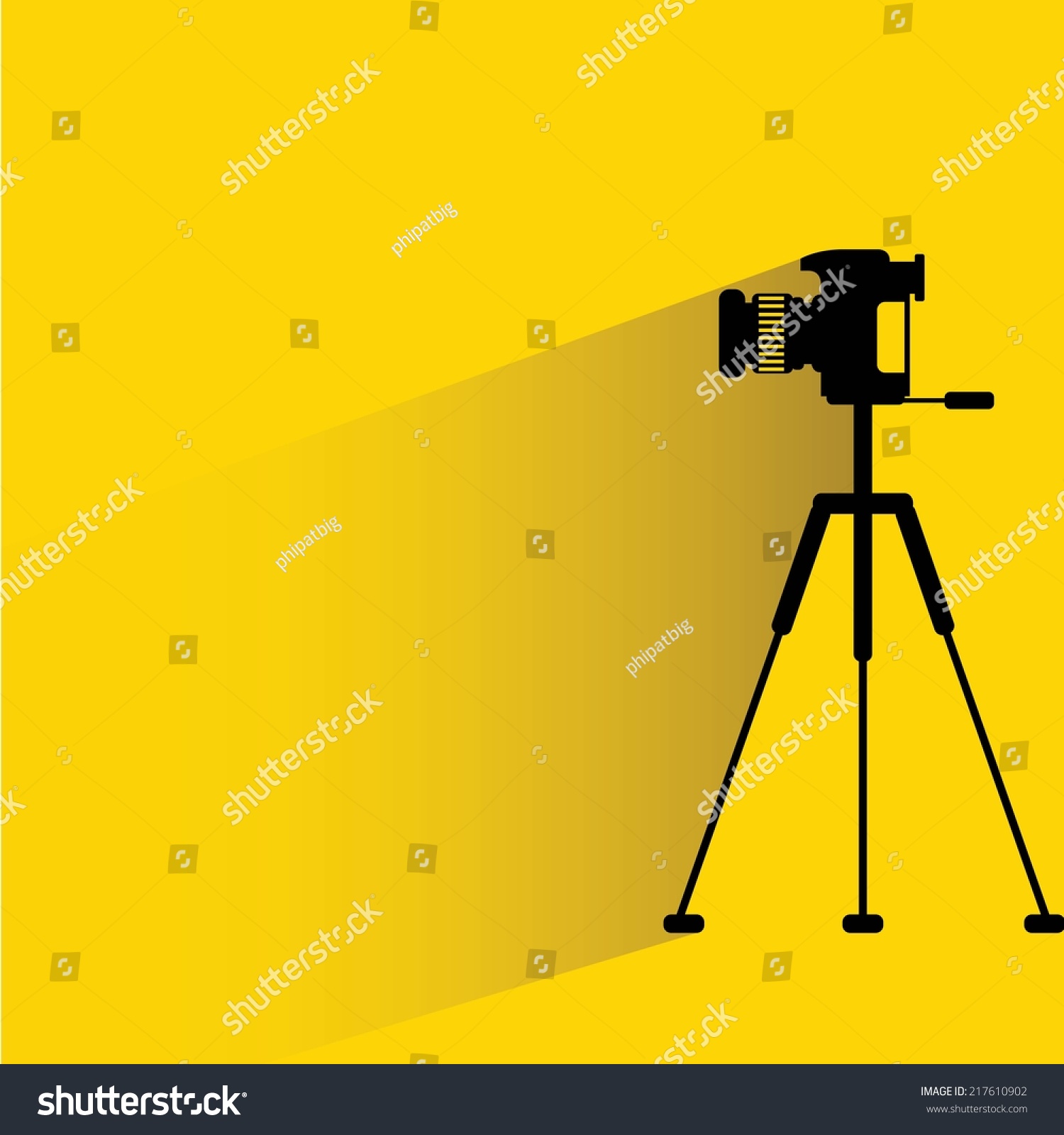 Camera On Tripod Yellow Background Flat Stock Vector (Royalty Free ...