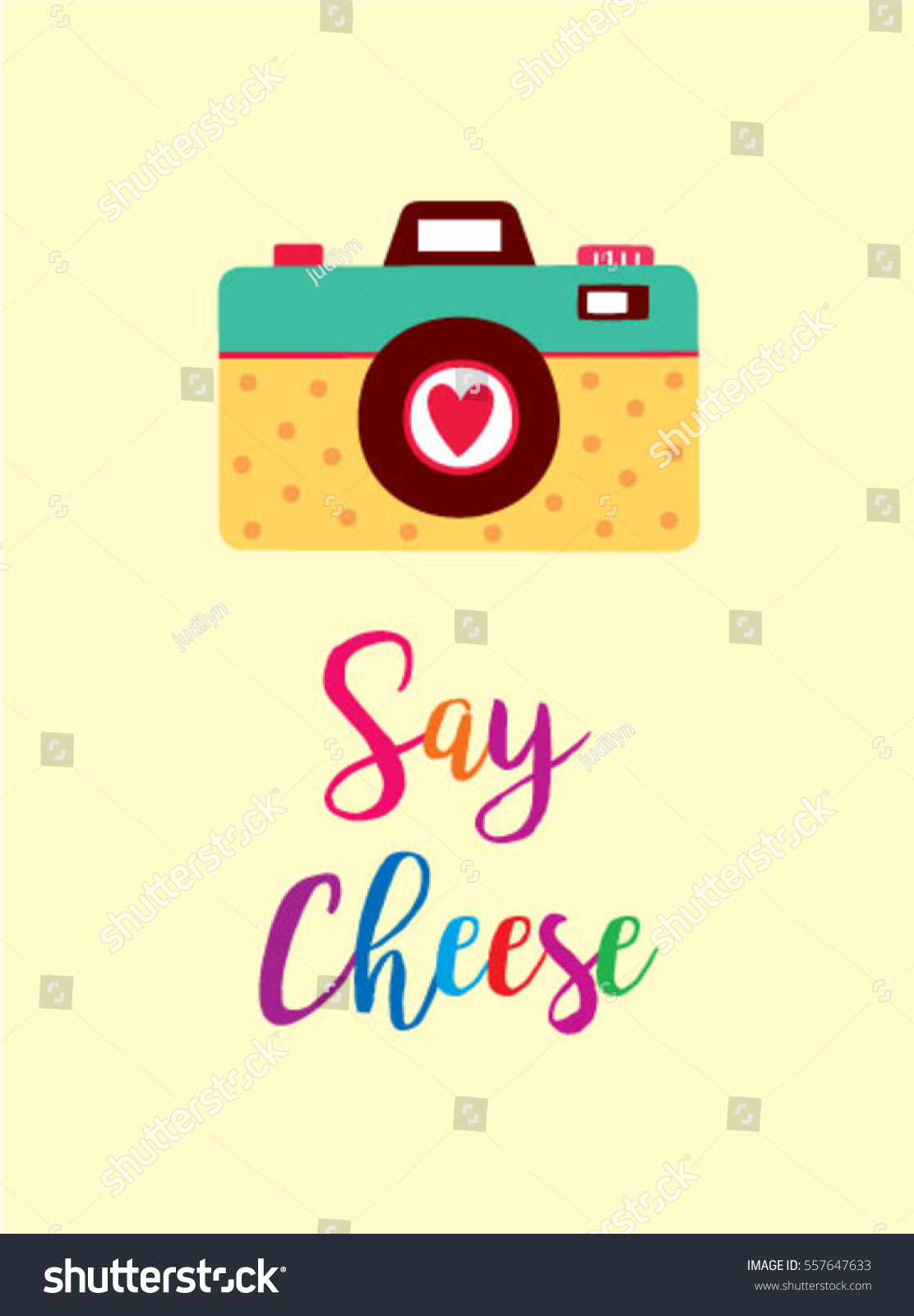 Camera Say Cheese Poster: vector de stock (libre de regalías) 557647633 ...