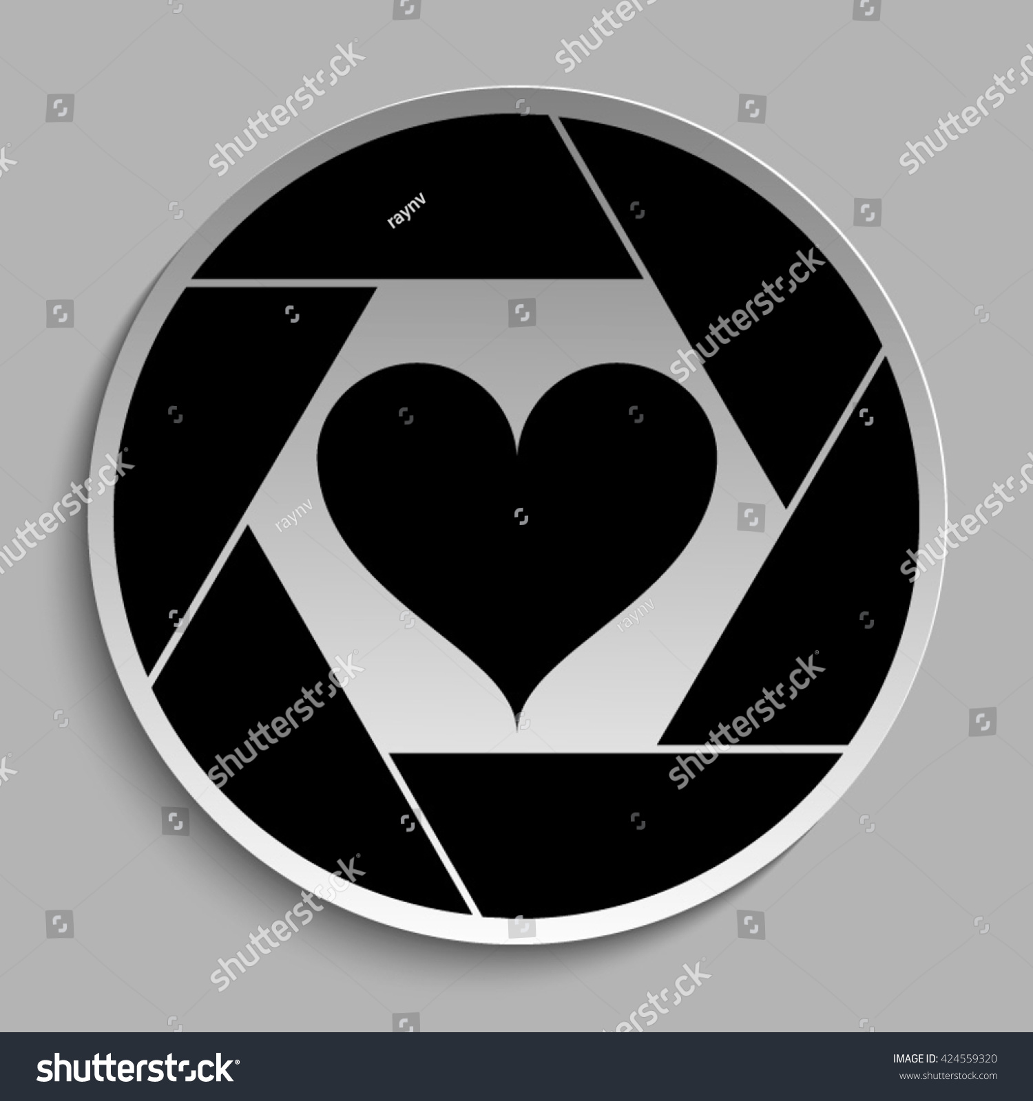 Camera Shutter Isolated Heart Inside Aperture Stock Vector (Royalty ...